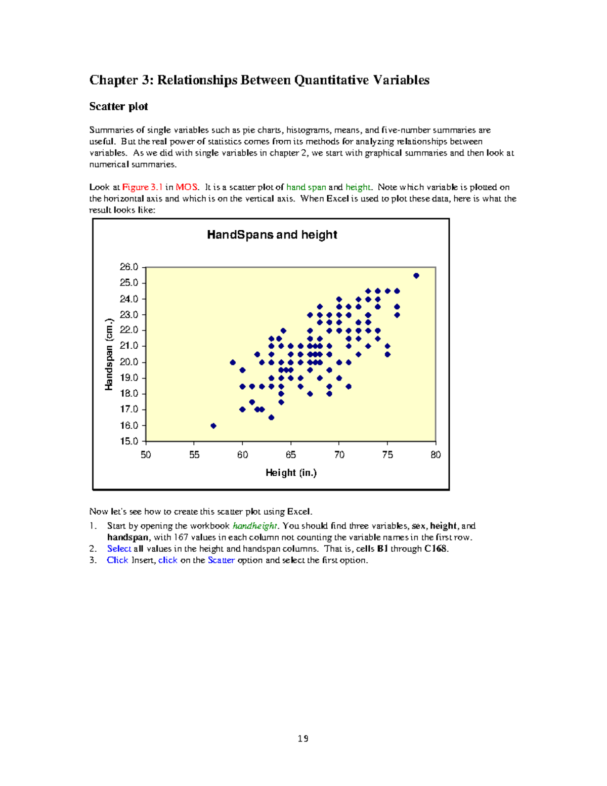 Excel Ch1-4 - math - Chapter 3: Relationships Between Quantitative Variables Scatter plot ...