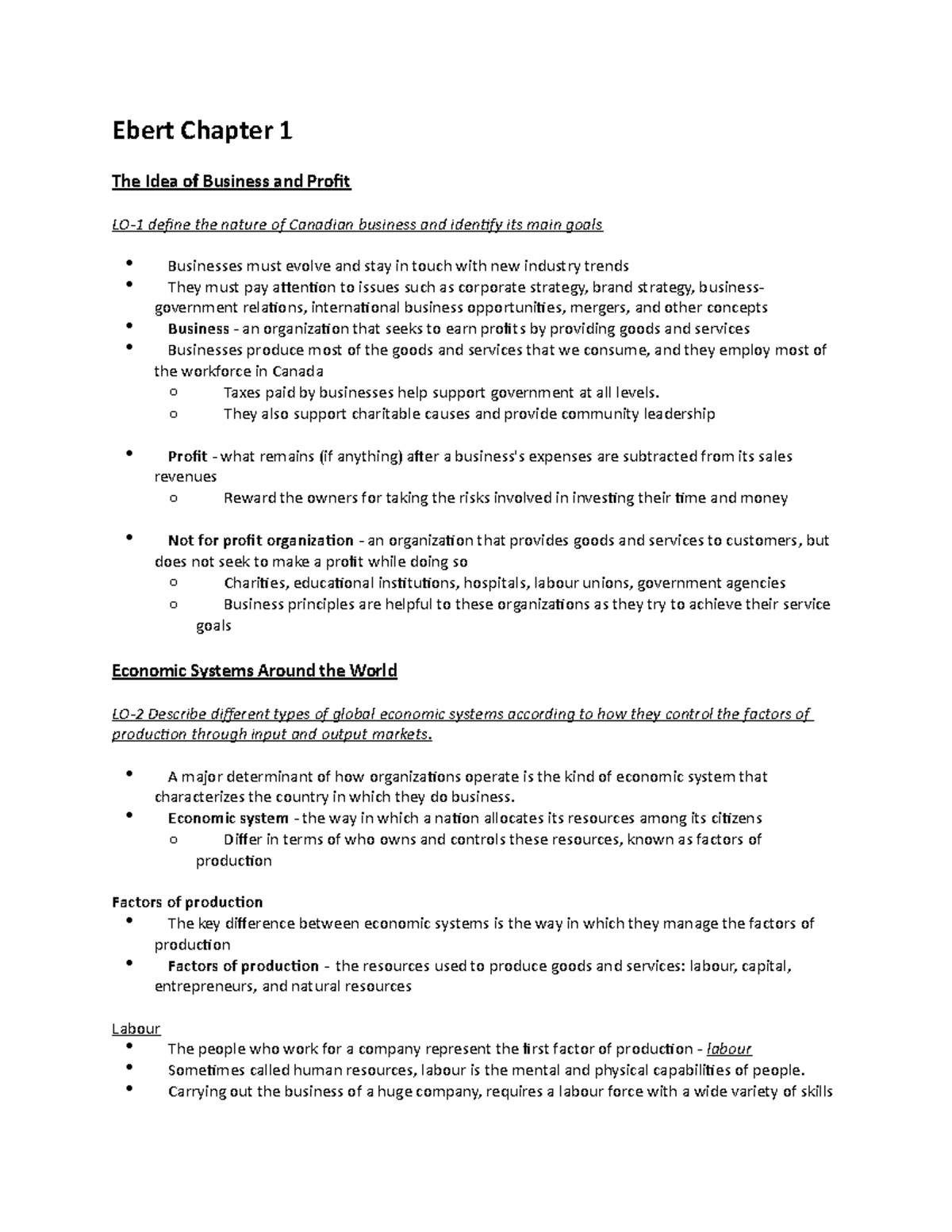 Business Essentials Chapter 1 Notes - Ebert Chapter 1 The Idea of ...