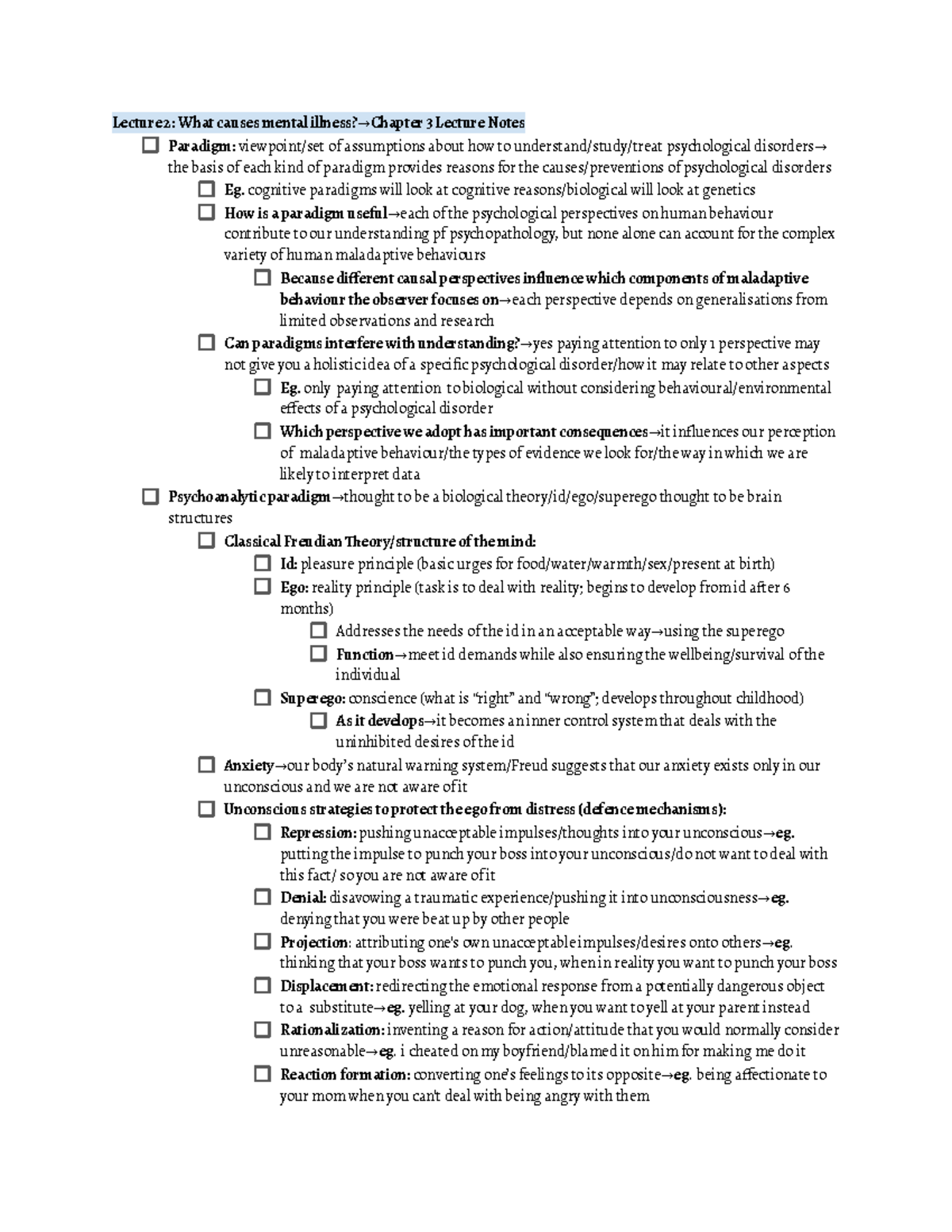PSYC 300 Chapter 3 Notes - Google Docs - Lecture 2: What causes mental ...