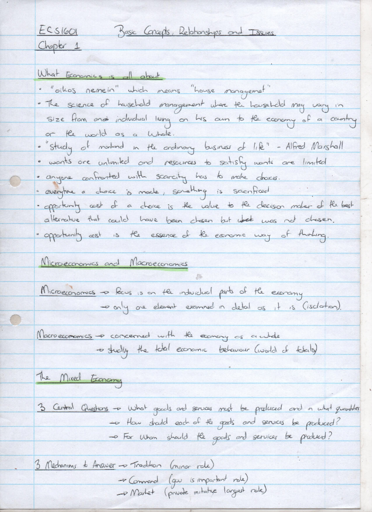 ECS1601 Chapter 1 Summary - ECS1601 - Studocu