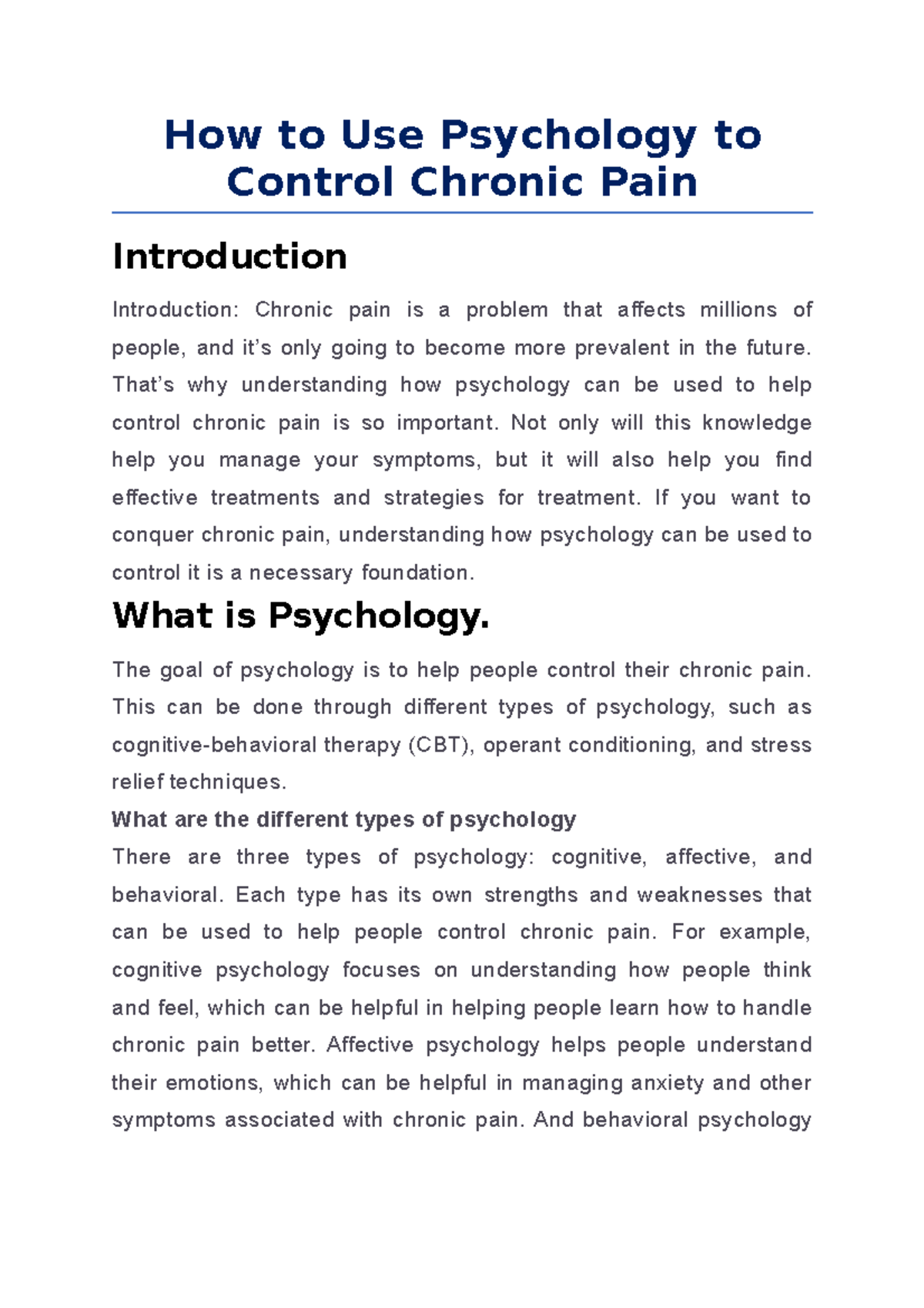 How to Use Psychology to Control Chronic Pain - How to Use Psychology ...