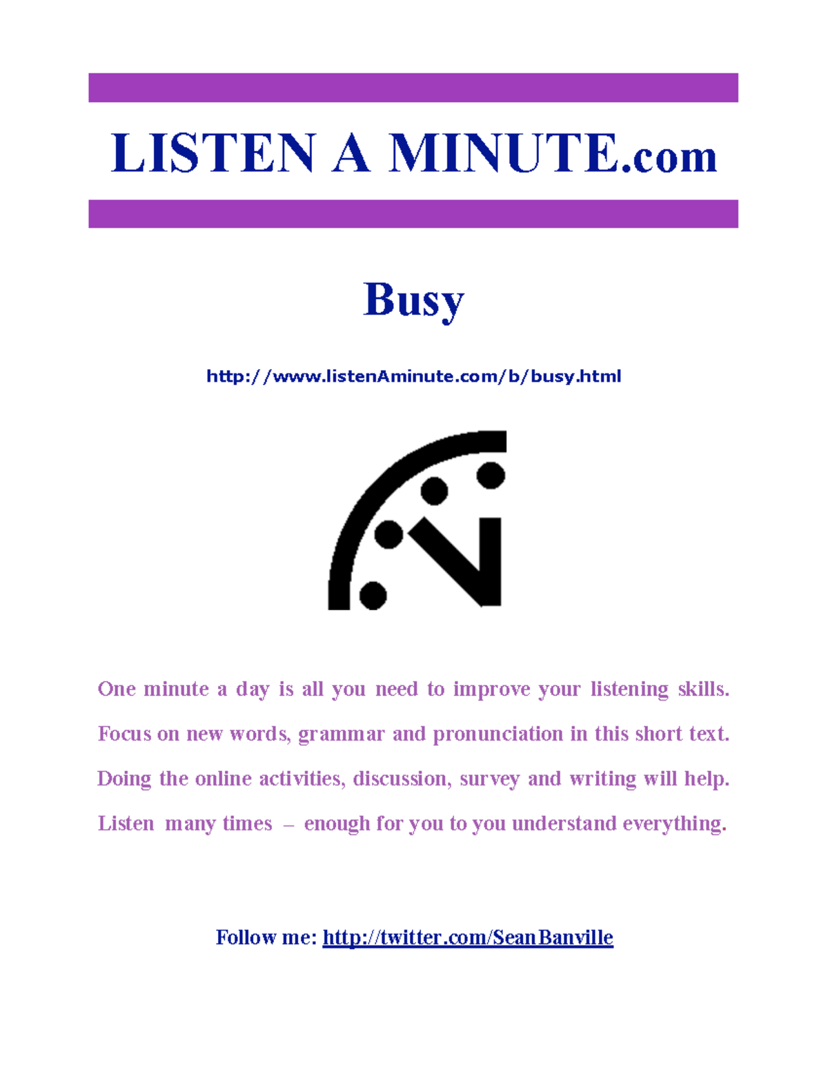 Busy - sưu tầm - LISTEN A MINUTE Busy listenAminute/b/busy.html One ...