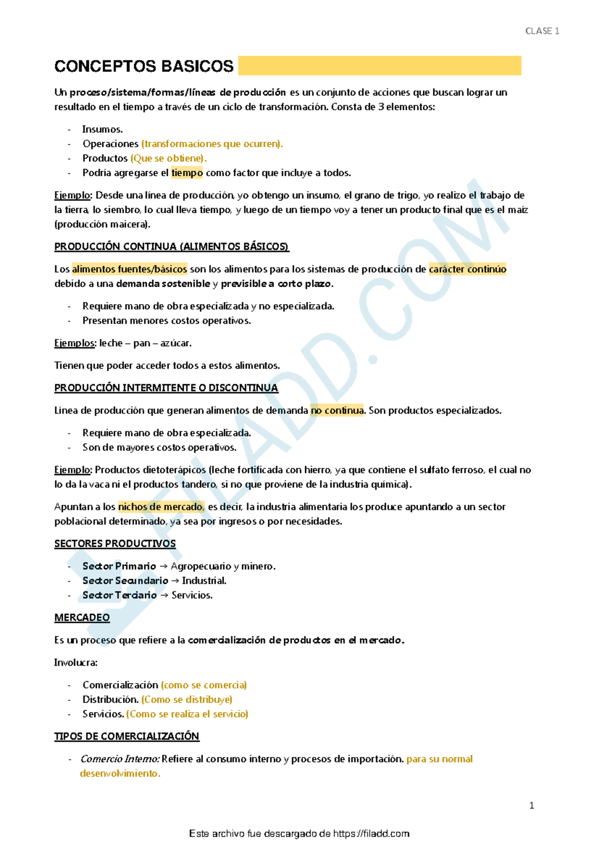 Resumen Produccion Clases - 1 CONCEPTOS BASICOS - Studocu