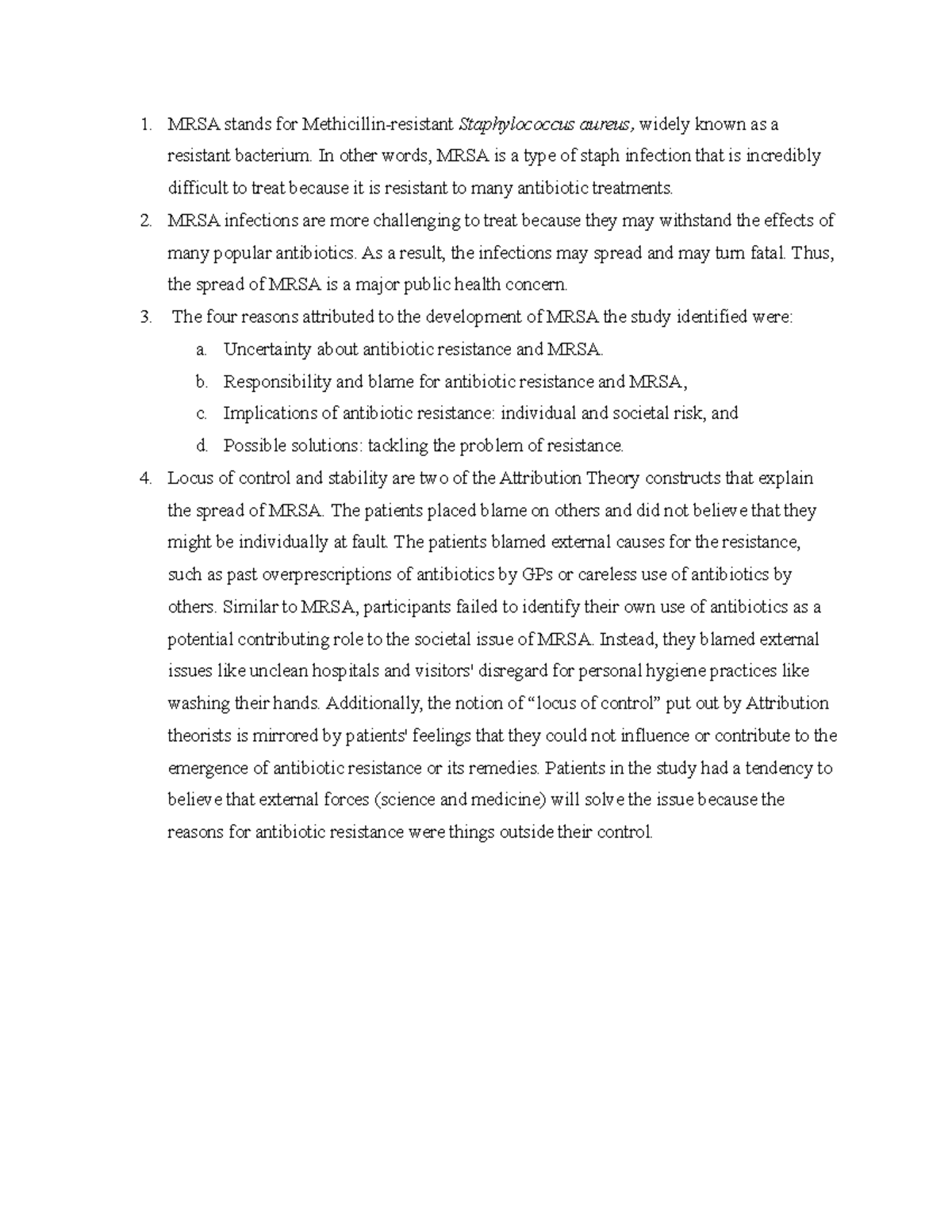 Attribution Theory - MRSA stands for Methicillin-resistant ...