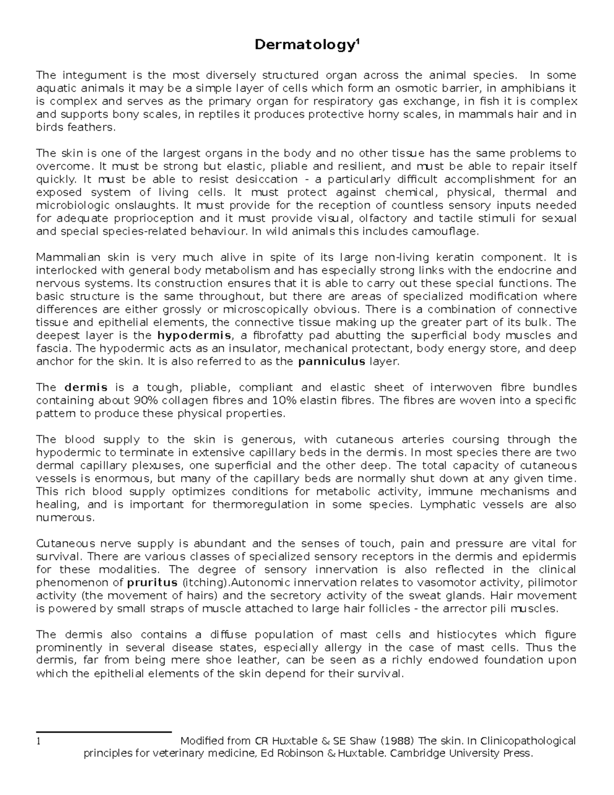 Dermatology-notes - Dermatology-notes - Dermatology 1 The integument is ...