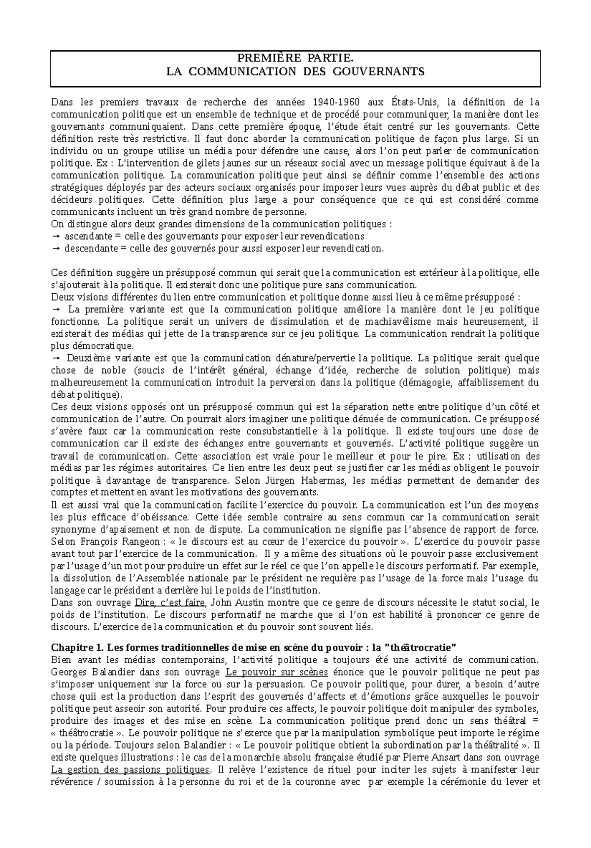 Médias et politique - Document de cours - PREMIÈRE PARTIE. LA ...