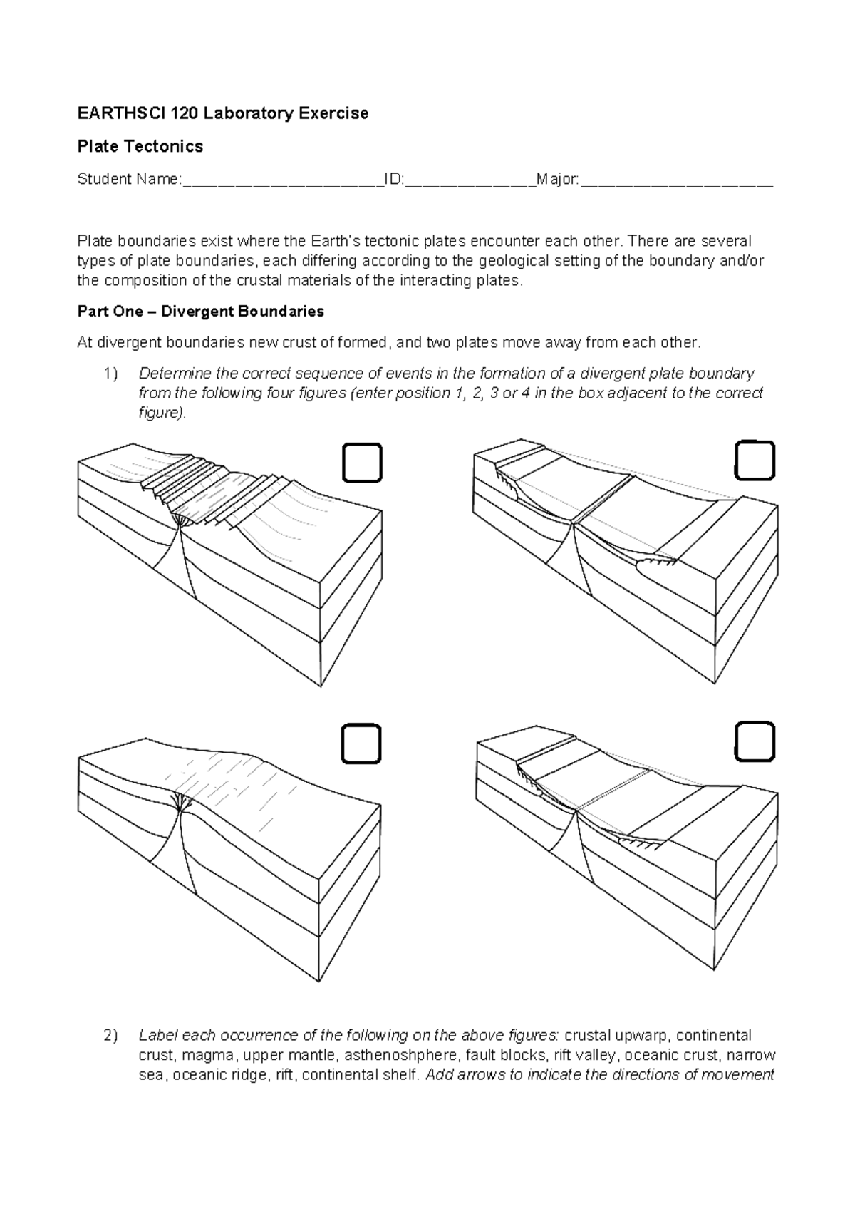Earthsci 120-s1-2021 Lab 1- Plate Tectonics - EARTHSCI 120 Laboratory ...