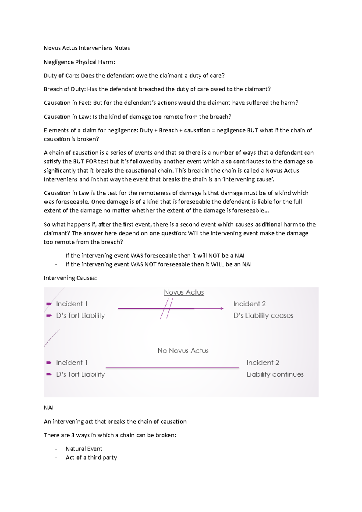 Novus Actus Interveniens Notes - Novus Actus Interveniens Notes ...