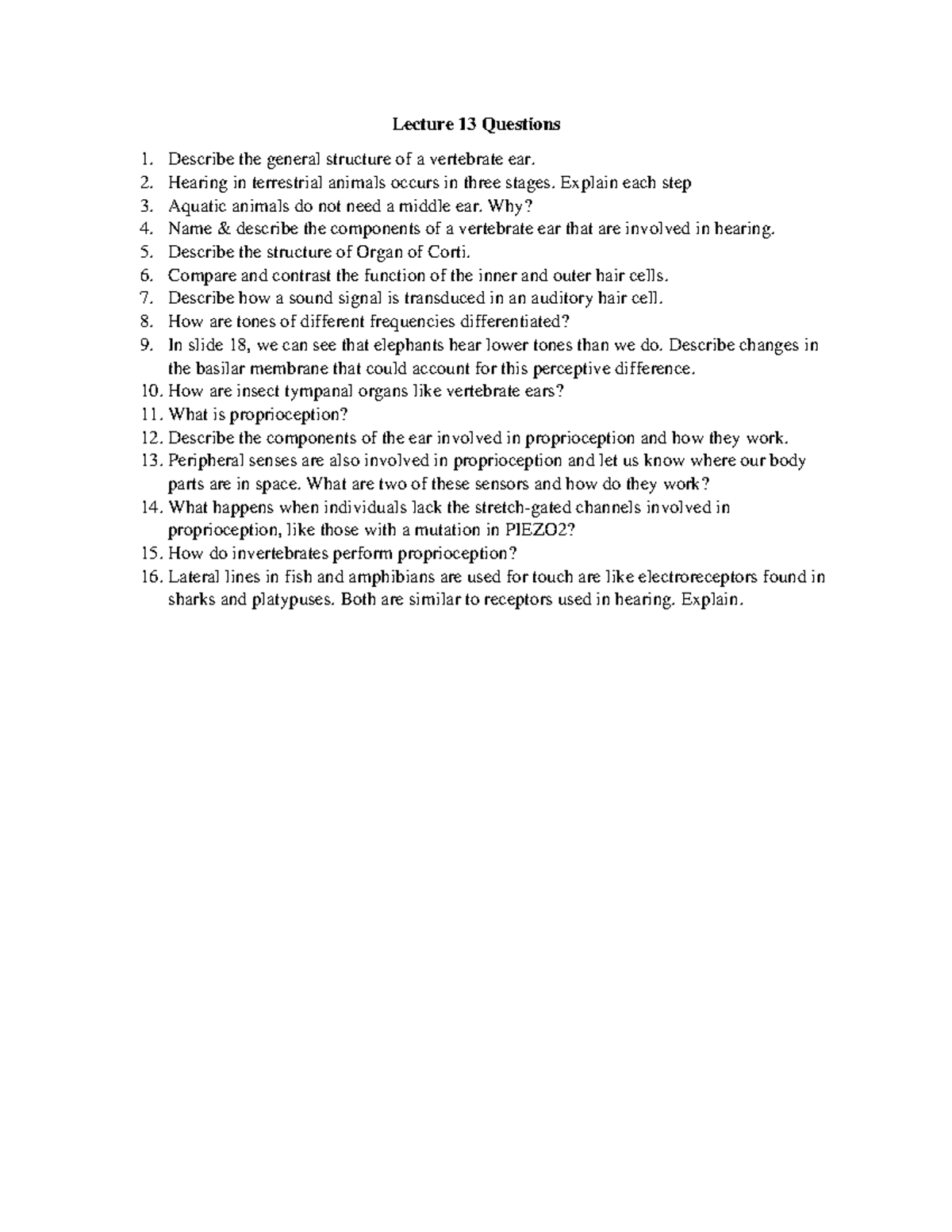 L13 Questions - Lecture 1 3 Questions Describe the general structure of ...