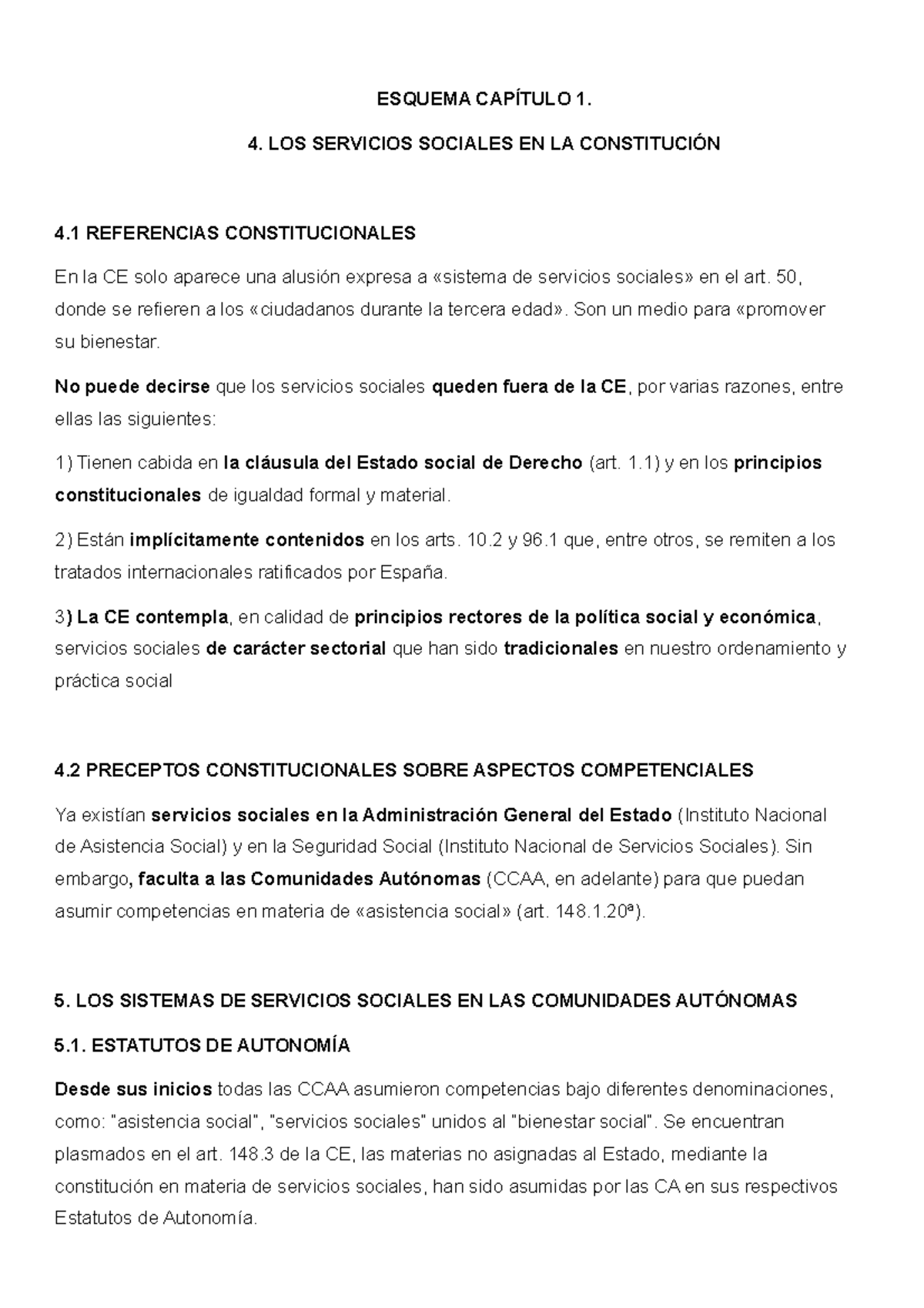 Esquema Sspss TEMA 1 - ESQUEMA CAPÍTULO 1. 4. LOS SERVICIOS SOCIALES EN ...