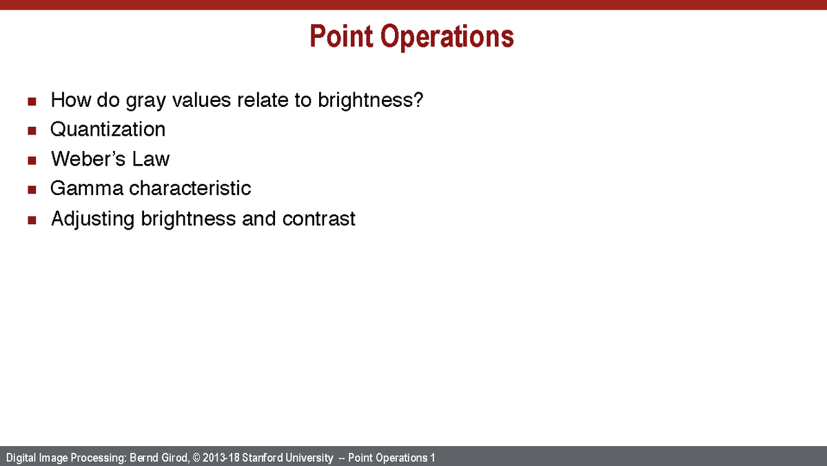 2-Point Operations - DIP lecture Notes - Point Operations n How do gray ...