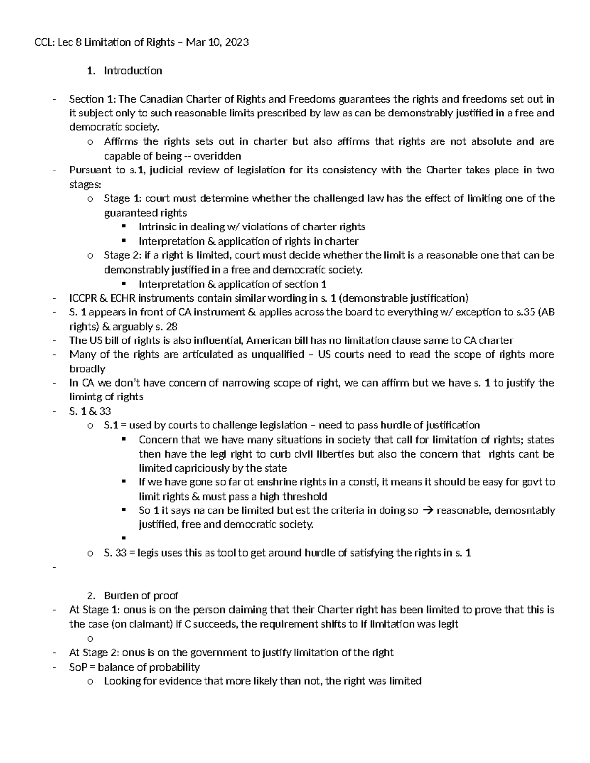 CCL Limitation of Rights Lec 8 - CCL: Lec 8 Limitation of Rights – Mar ...