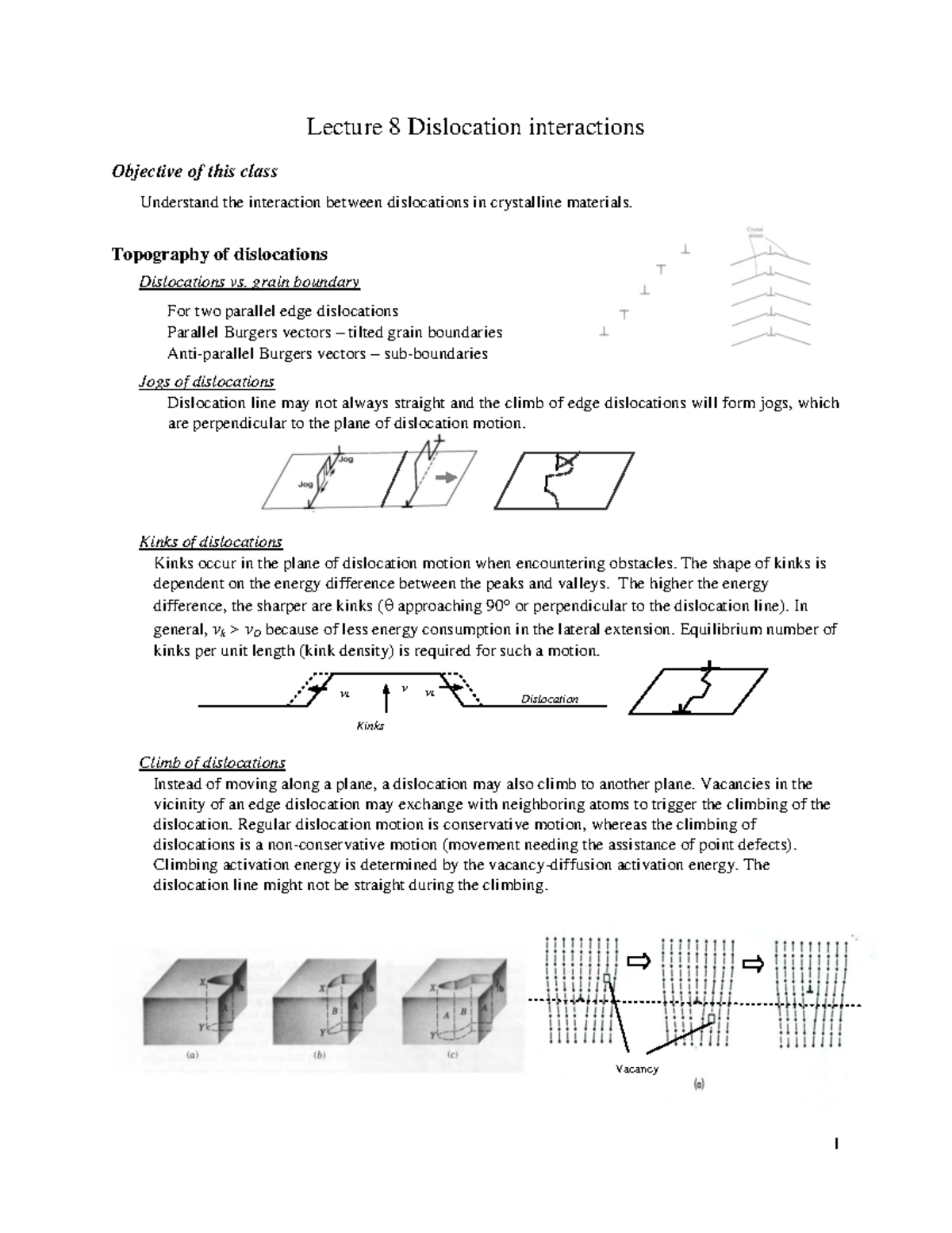 Lecture 07 Dislocation interactions - Lecture 8 Dislocation ...