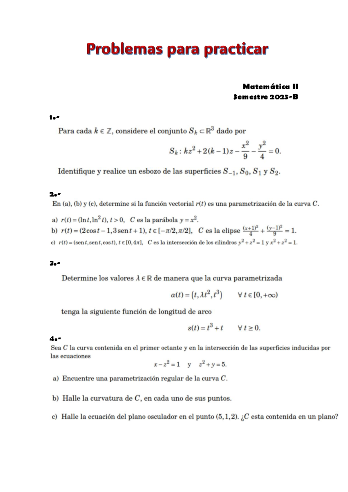 Unidad II Ejercicios - assdsd - Matemática II Semestre 2023 - B 1.- 2 ...