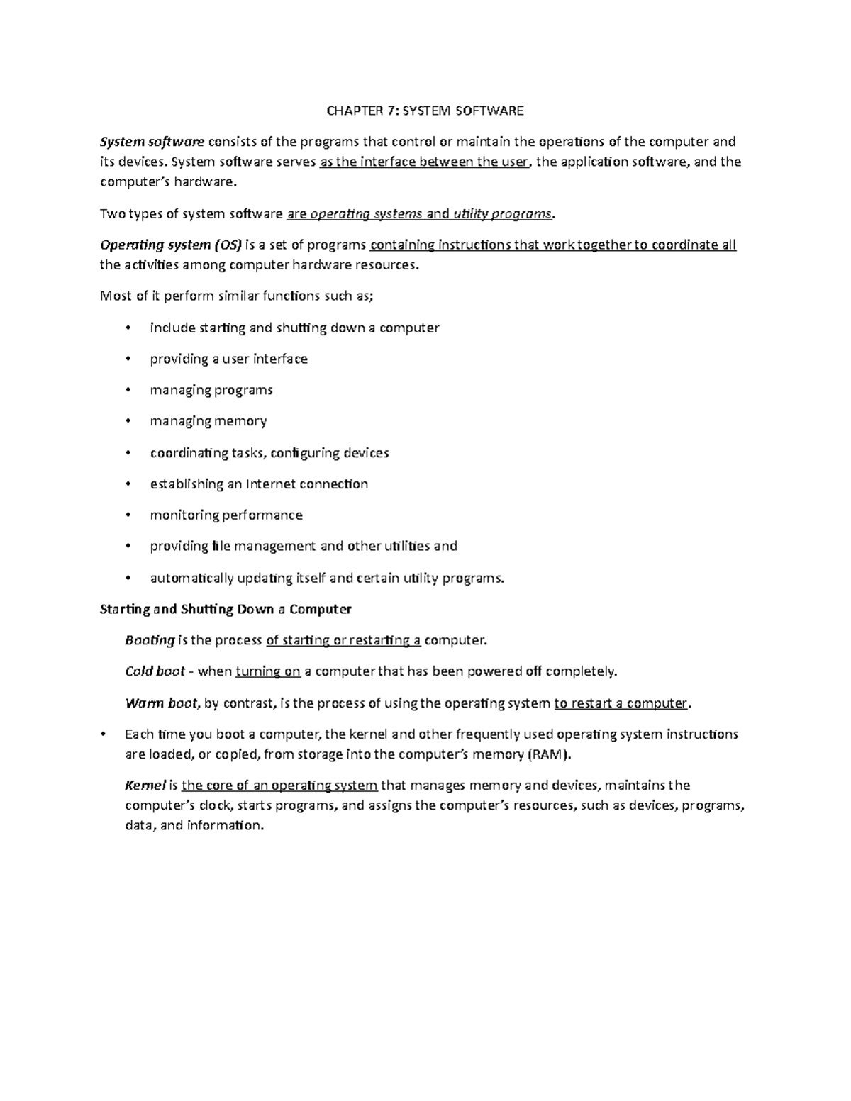 7-9 reviewer - CHAPTER 7: SYSTEM SOFTWARE System software consists of ...