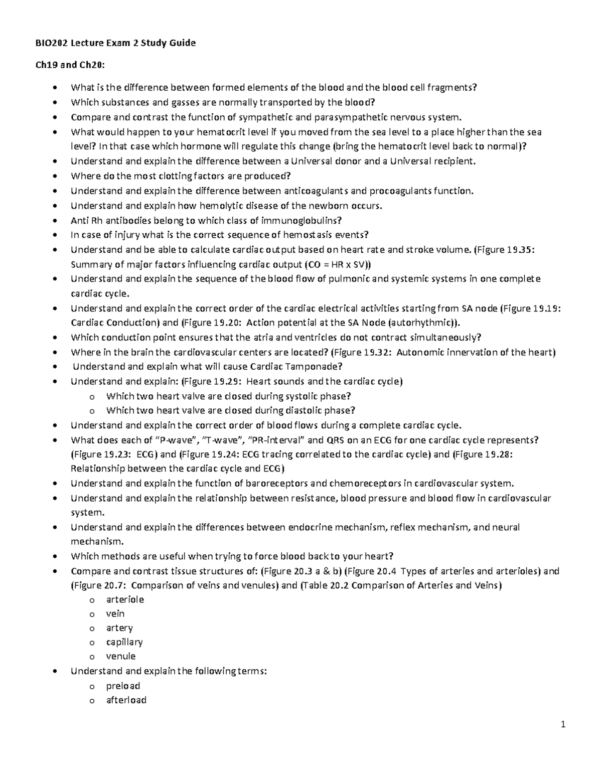 BIO202 Lecture Exam 2 Study Guide-Student - BIO202 Lecture Exam 2 Study ...