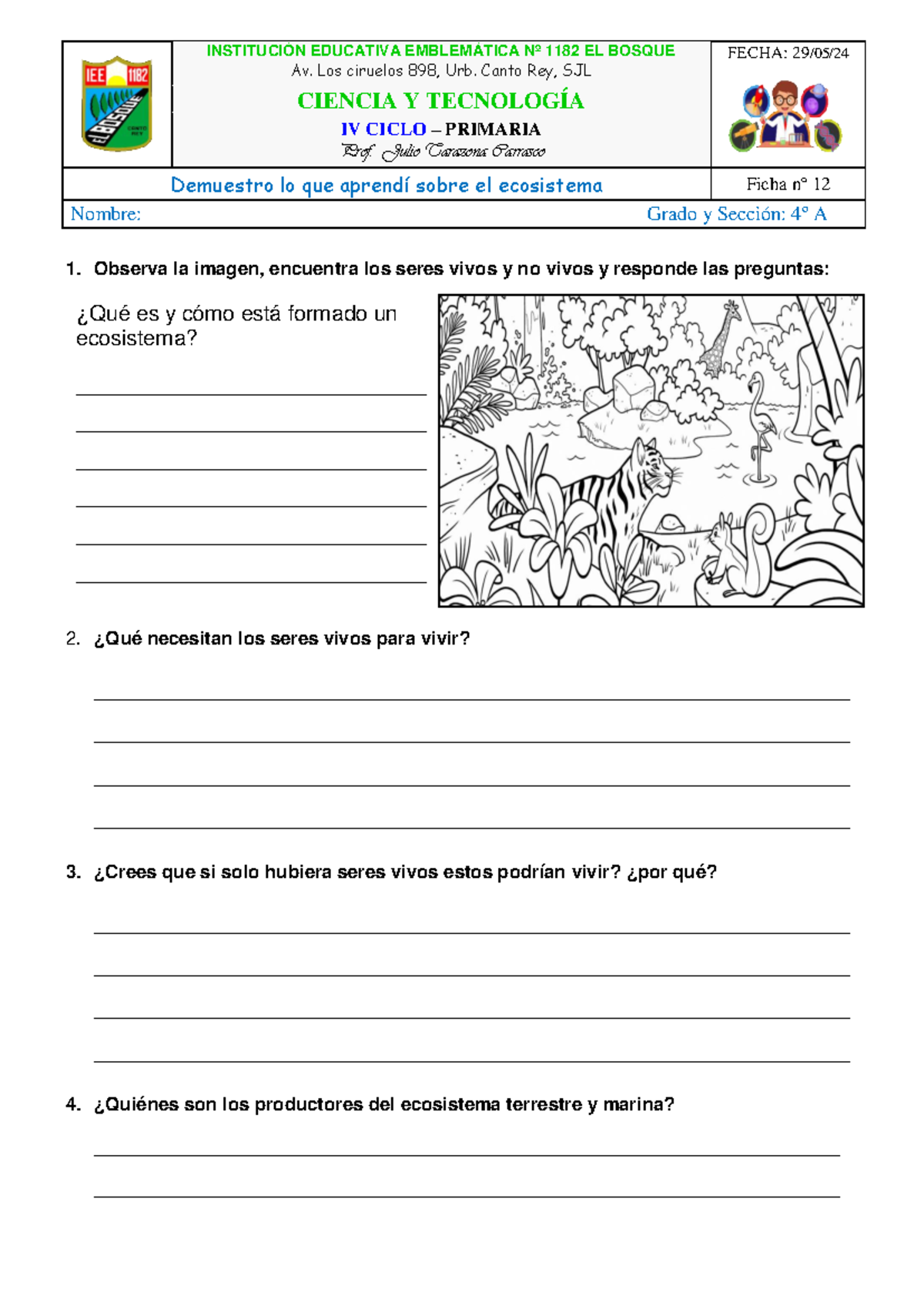 Ficha nº12 CT Demuestro lo que aprendí Ecosistemas y redes tróficas ...