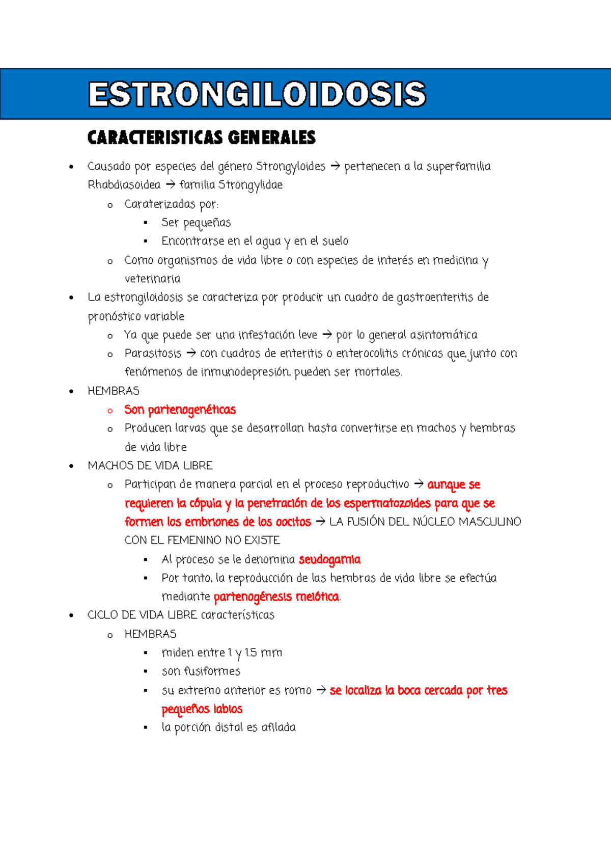 12. Estrongiloidosis - ... - CARACTERISTICAS GENERALES Causado por ...