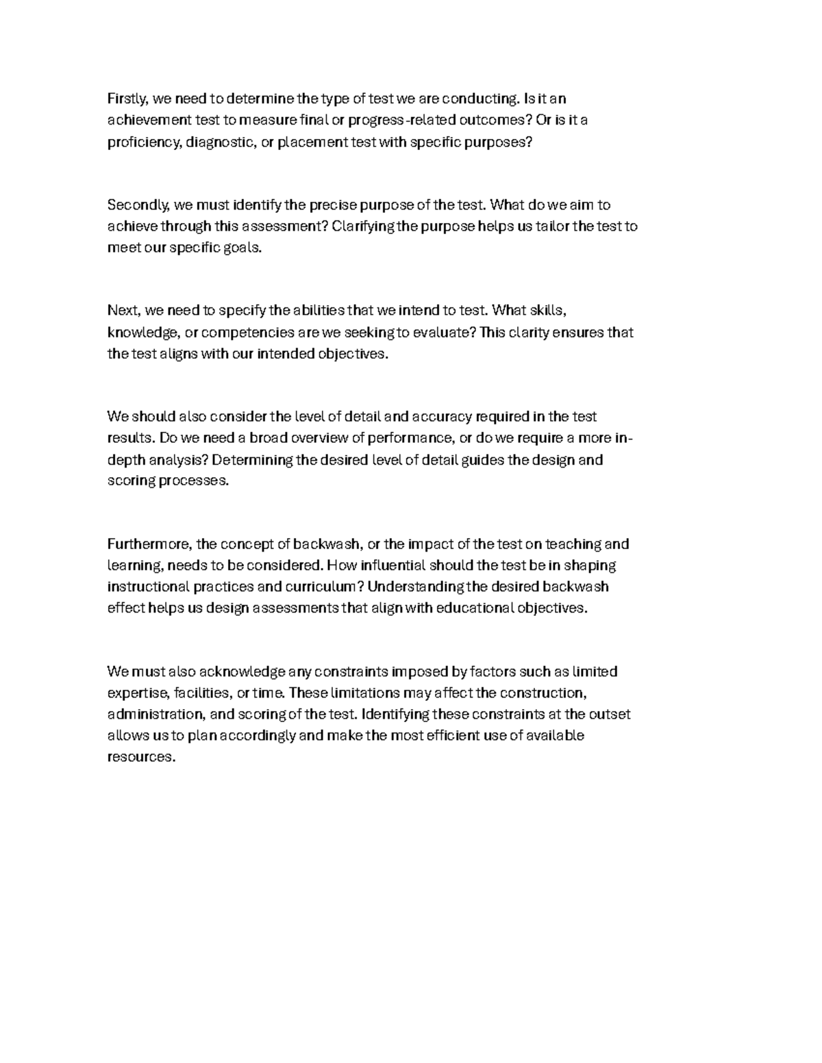 UNIT 7 Notes - Notas sobre la unidad 7 Stages of test development ...