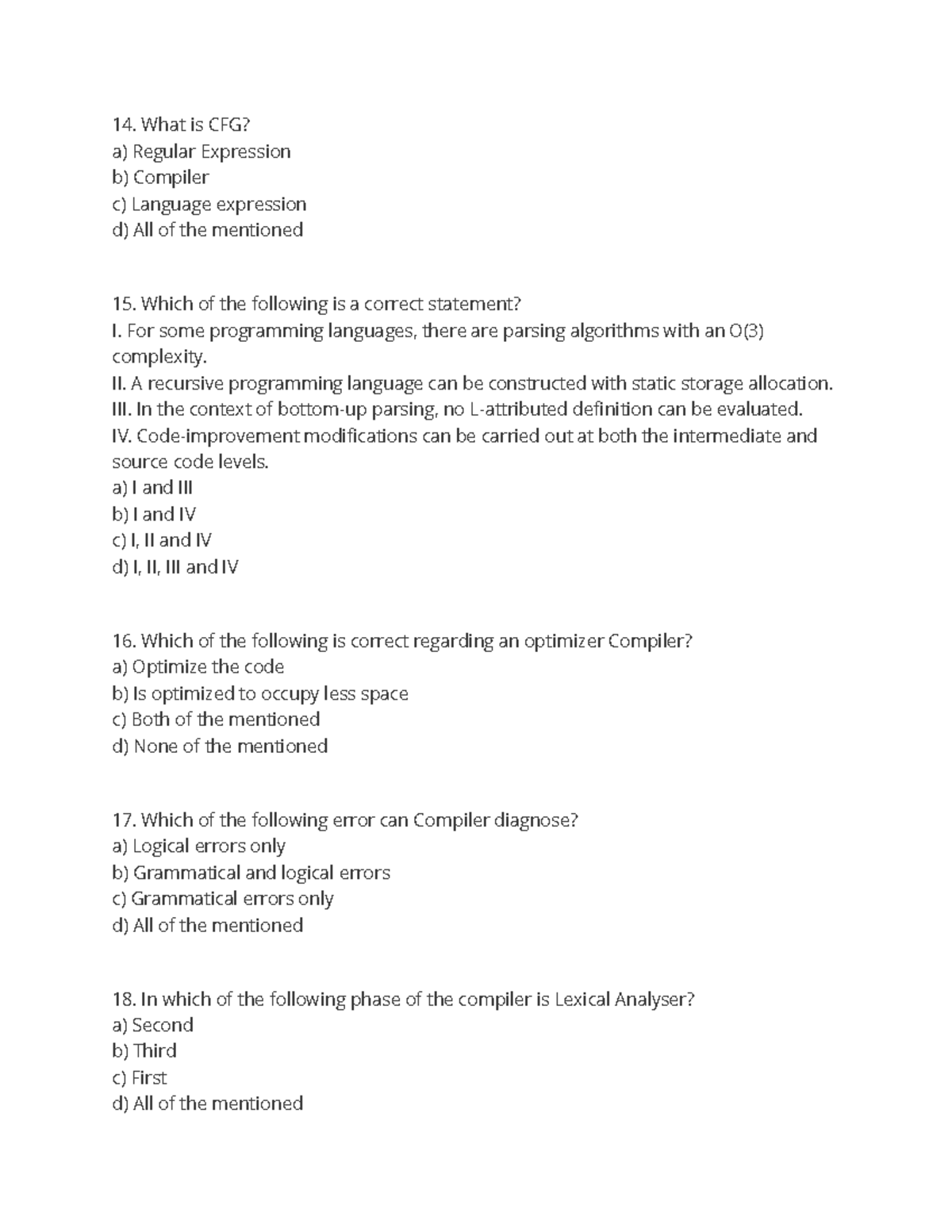 E Design Part 3 What Is Cfg A Regular Expression B Compiler C Language Expression D All