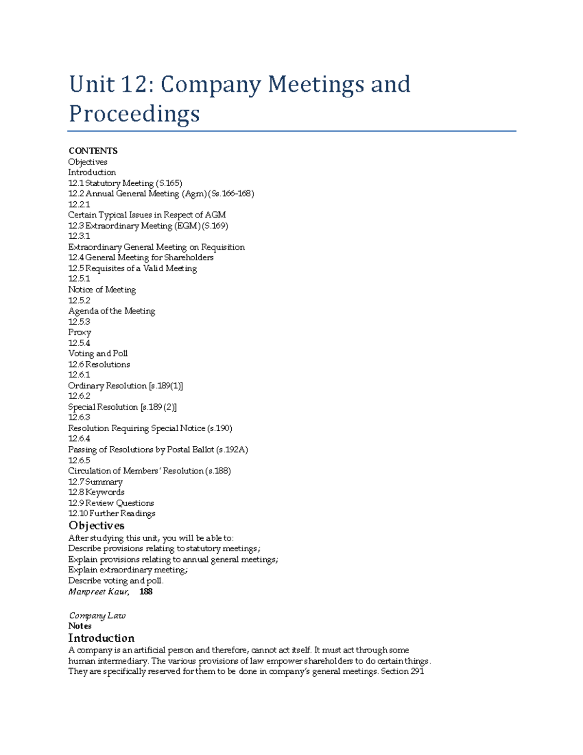 Unit 12 Company Meetings AND Proceeding - Unit 12: Company Meetings and ...