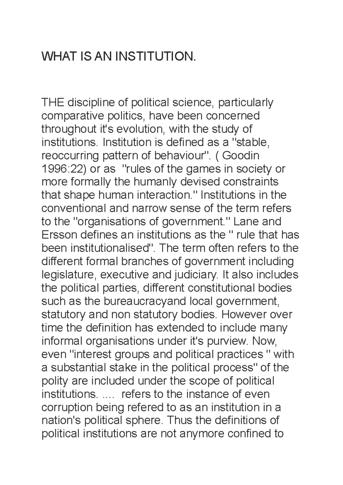 Institutionalism cpa 240414 010417 - WHAT IS AN INSTITUTION. THE ...