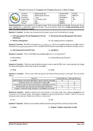 OS Assignment 2 - Operating Systems Assignment # 2 Consider a scenario ...