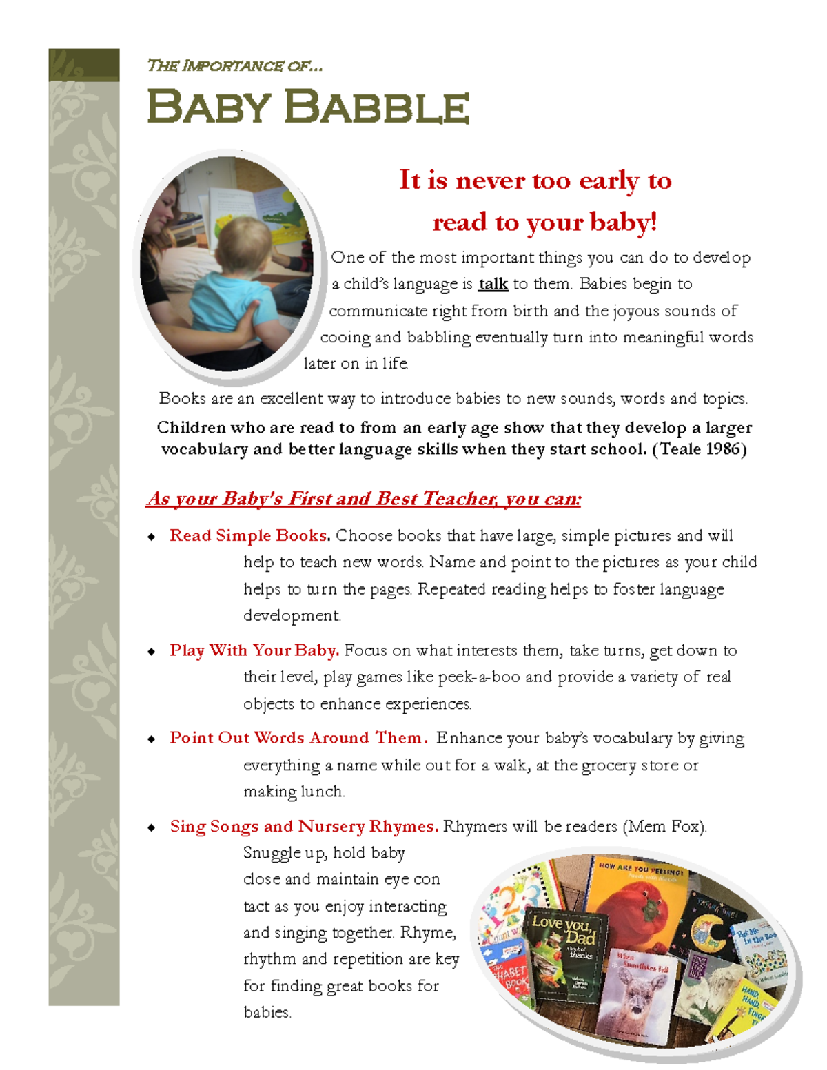 Baby-babble - Description of - It is never too early to read to your ...