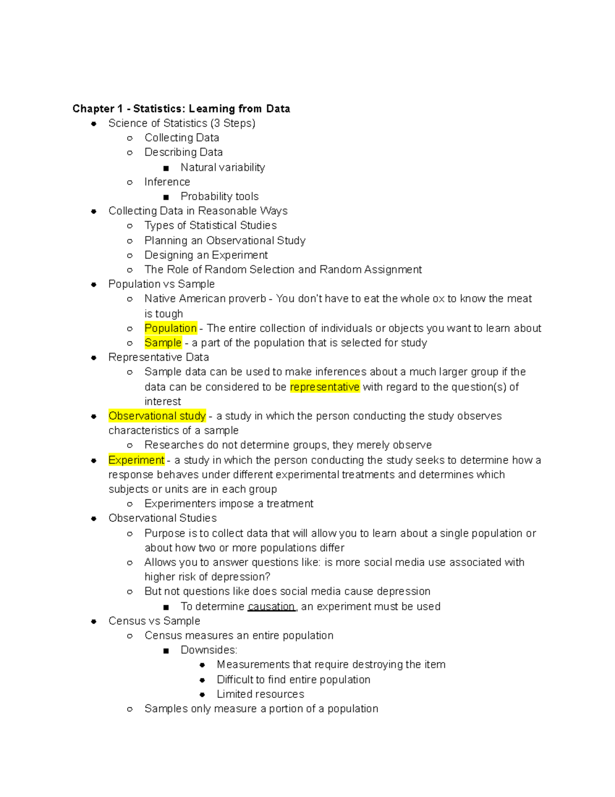Mod 1 Notes - Google Docs - Chapter 1 - Statistics: Learning from Data ...