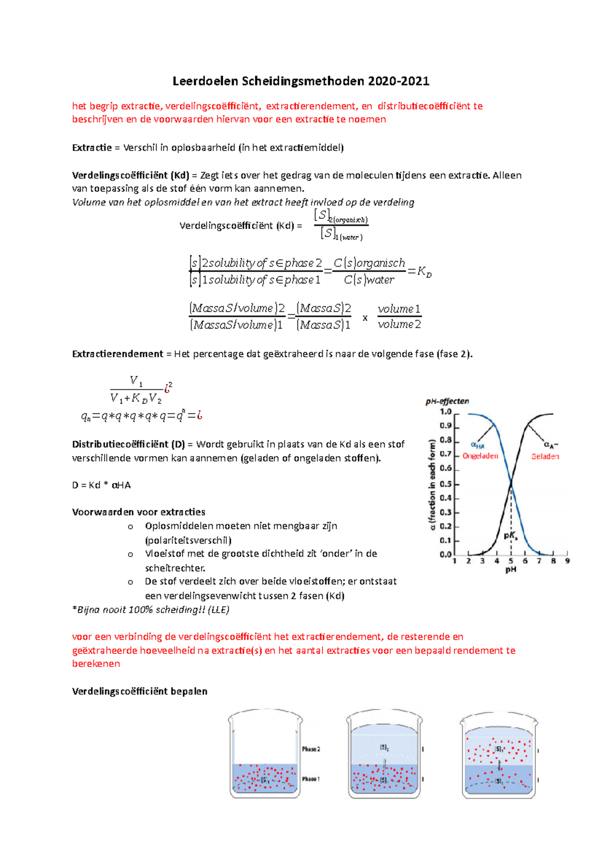 P4 - Leerdoelen Scheidingsmethoden, Life Sciences & Chemistry 1 ...