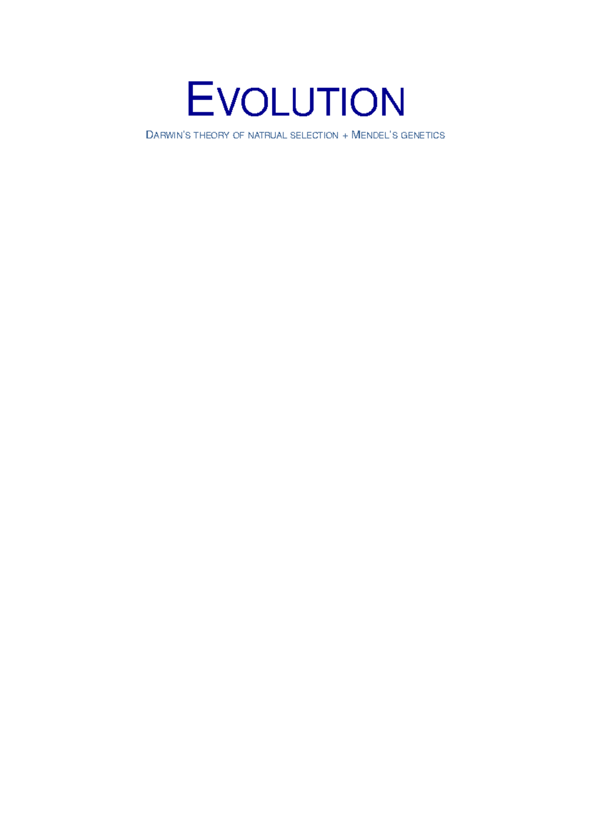 Evolution (Year 1 course) - Imperial - Studocu