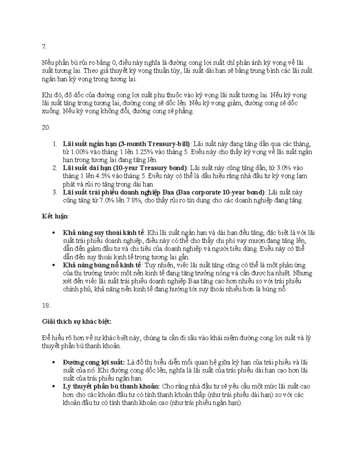LTTC - LTTC - 7. Nếu phần bù rủi ro bằng 0, điều này nghĩa là đường cong lợi suất chỉ phản ánh ...