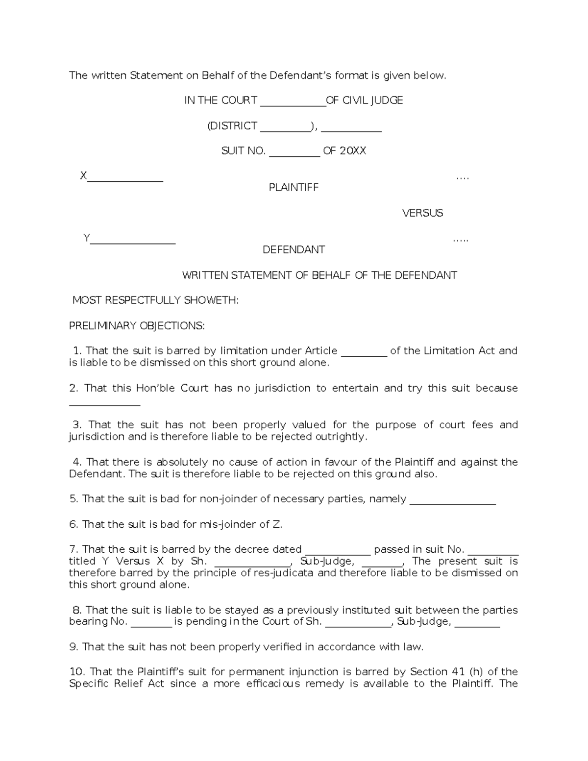 The written Statement - WS DRAFT - The written Statement on Behalf of ...