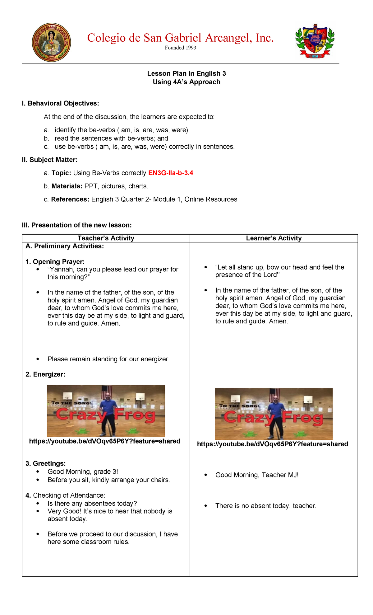 4As Lesson plan - Lesson Plan in English 3 Using 4A’s Approach I ...