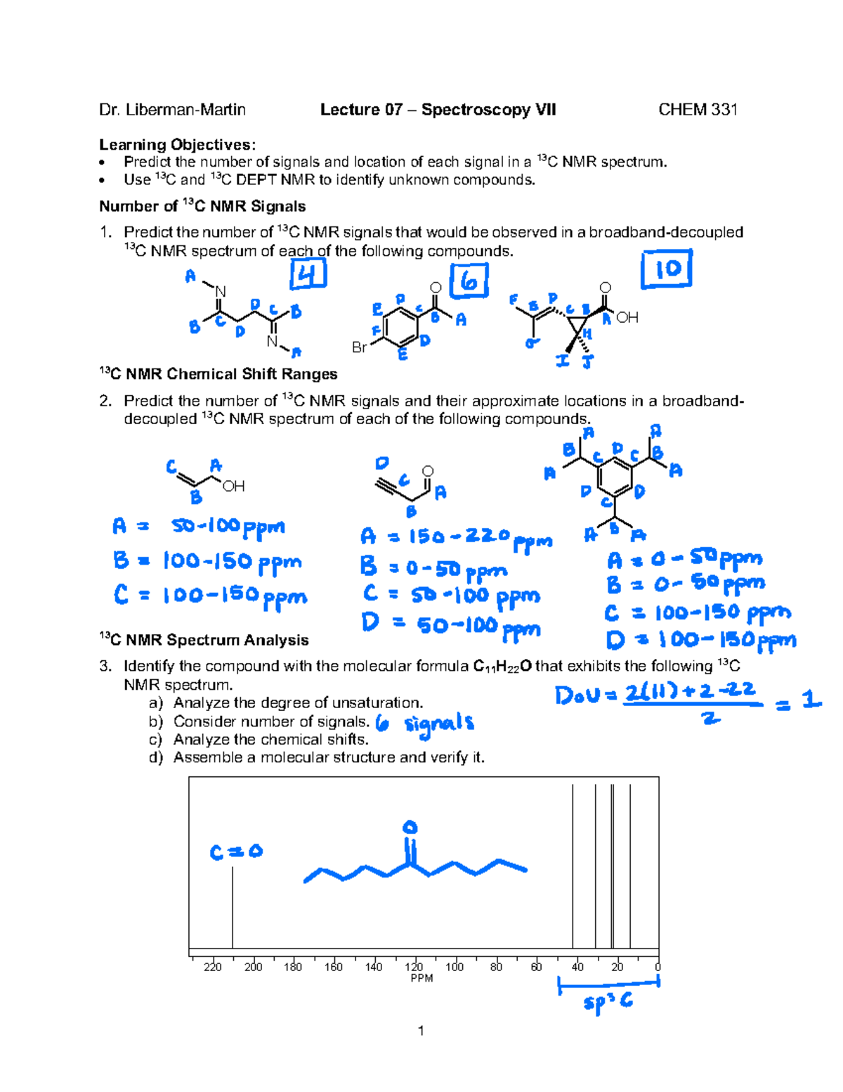 Lec 07 spec VII worksheet key - Warning: TT: undefined function: 32 1 Dr. Liberman-Martin ...