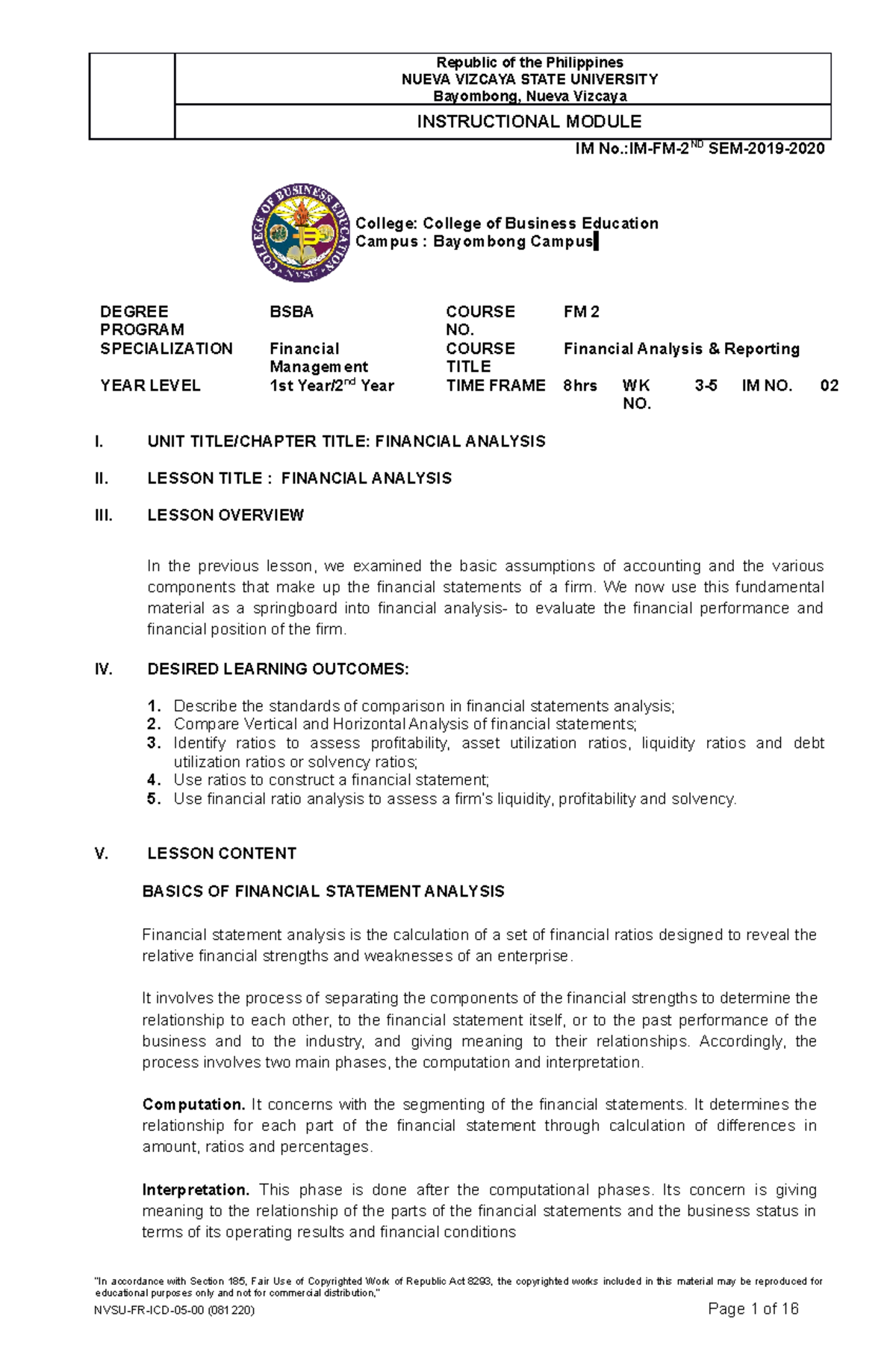 Module-II - Module - NUEVA VIZCAYA STATE UNIVERSITY Bayombong, Nueva ...