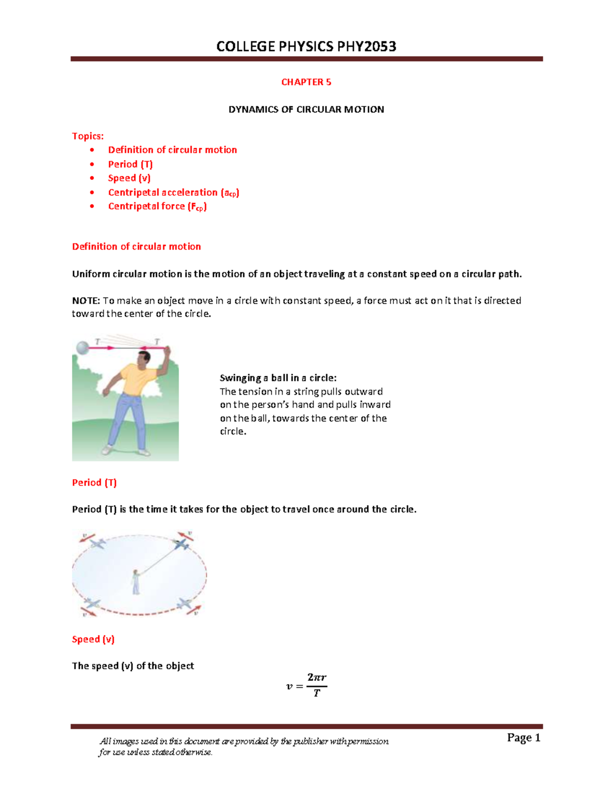 College Physics 8 - Notes - CHAPTER 5 DYNAMICS OF CIRCULAR MOTION ...