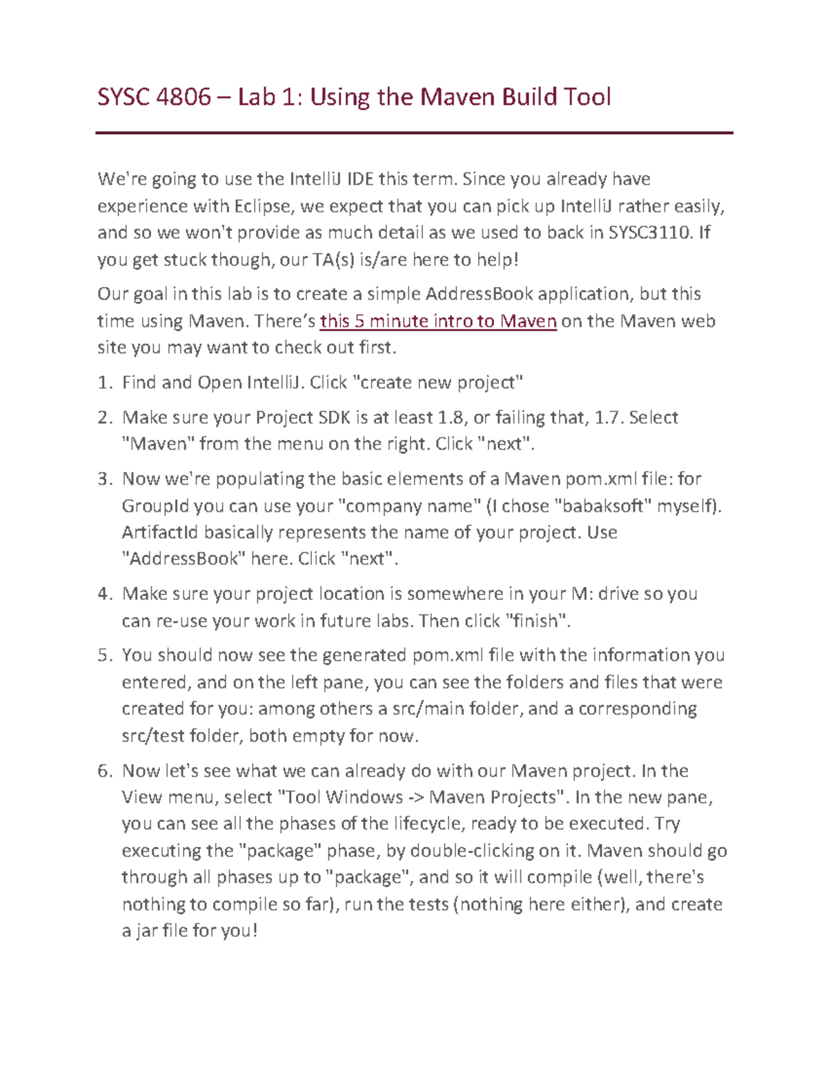 SYSC 4806 – Lab 1 - Lab 1 - Warning: TT: undefined function: 32 Warning: TT: undefined function ...