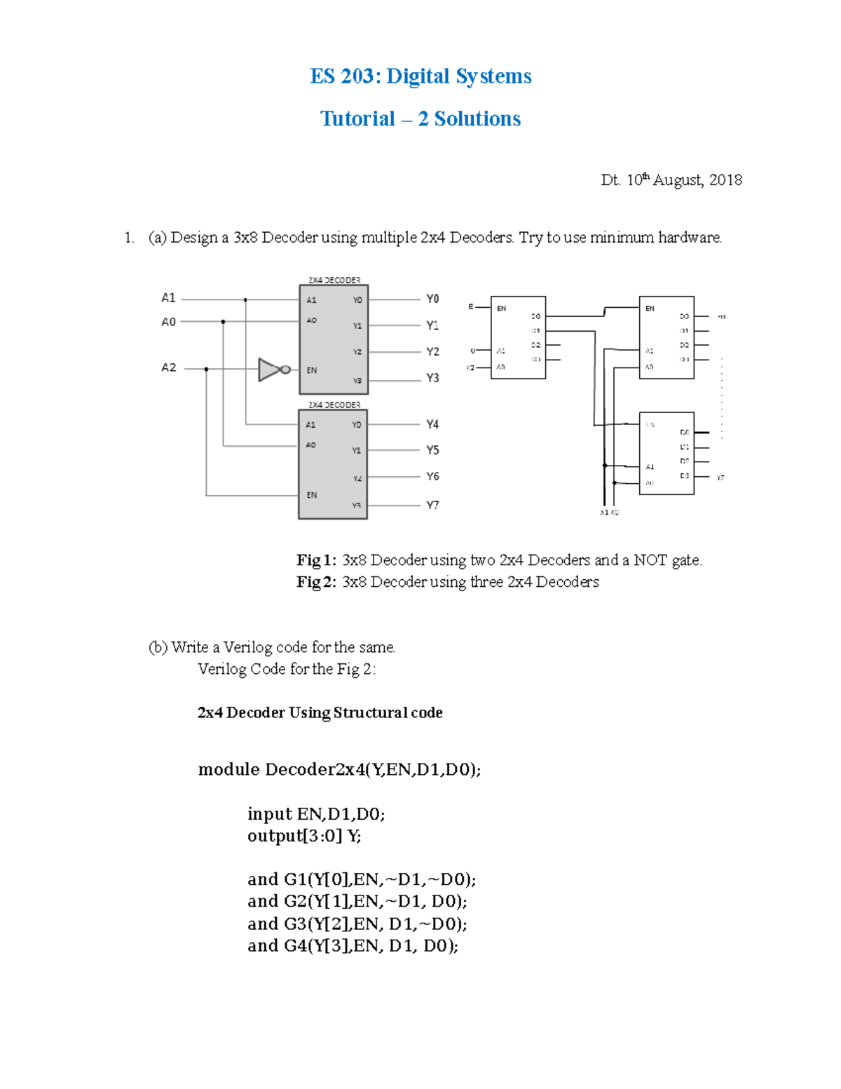 ES203 Tut2 Solutions - Practice tutorial shared by professor - ES 203 ...