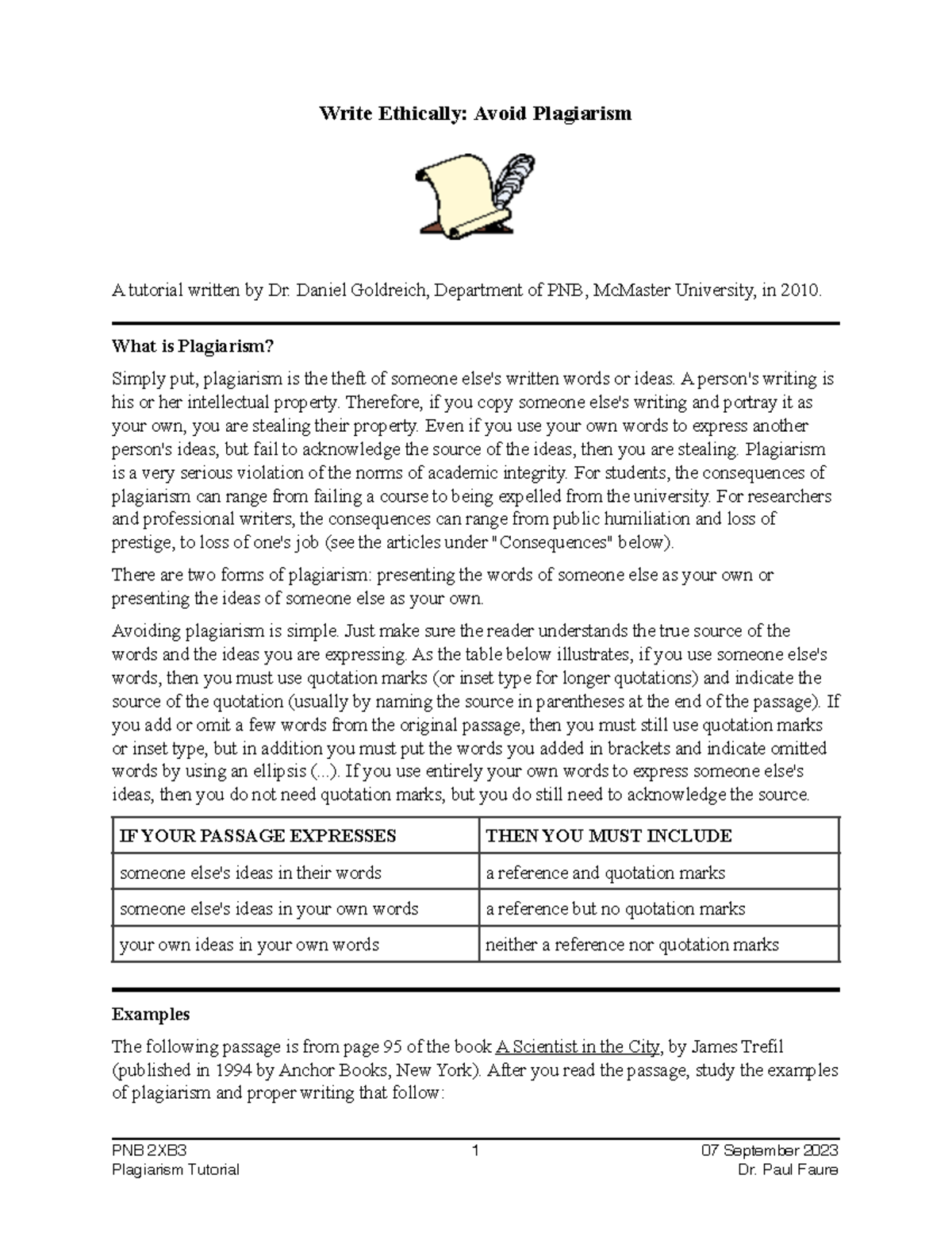Plagiarism Tutorial - Write Ethically: Avoid Plagiarism A tutorial ...