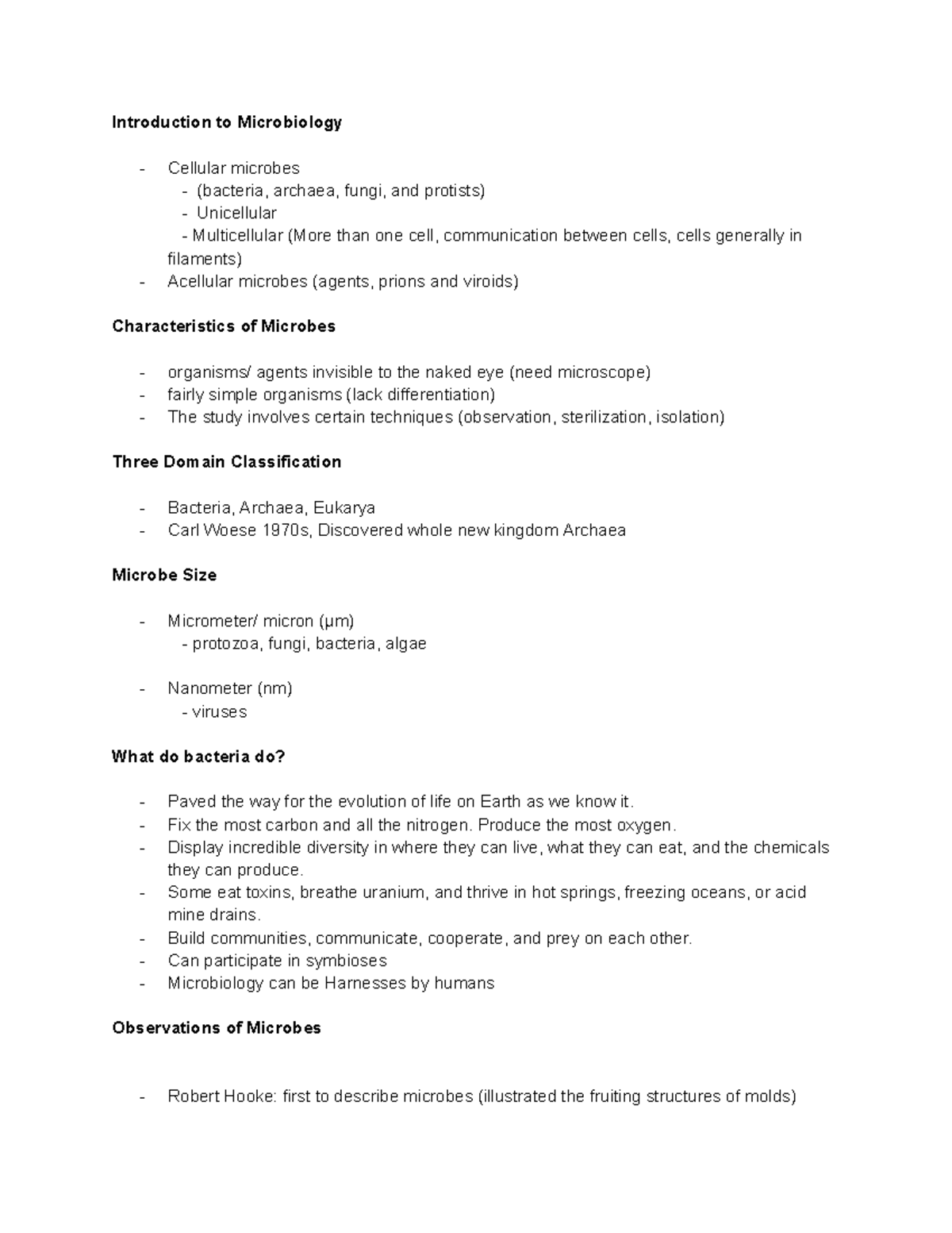 MB 302 notes - Introduction to Microbiology - Cellular microbes ...