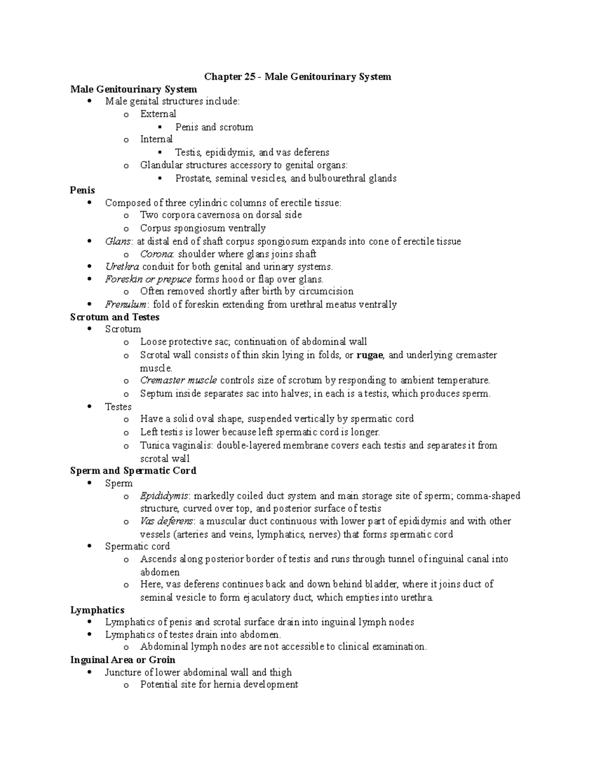 Chapter 25 Male GU - Chapter 25 - Male Genitourinary System Male ...