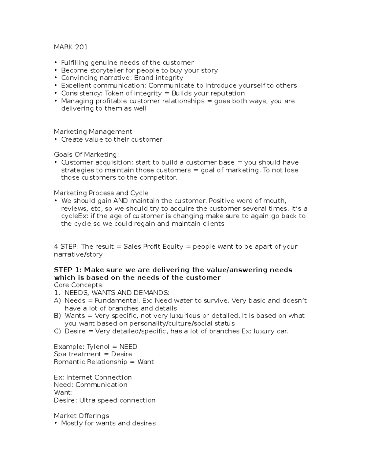 MARK 201 Midterm 1 - Summary Introduction to Marketing - MARK 201 ...