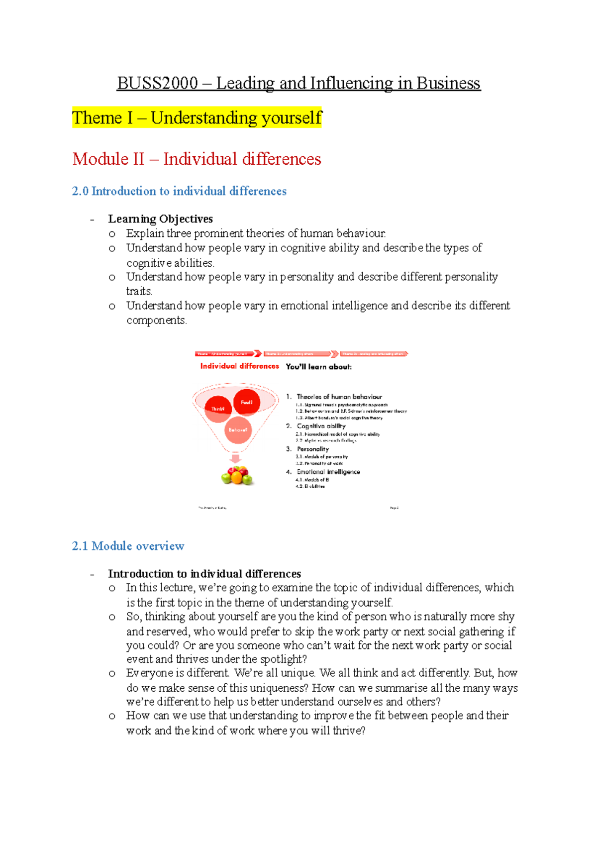 BUSS2000 lecture Notes semester 1, 2021 - BUSS2000 – Leading and ...