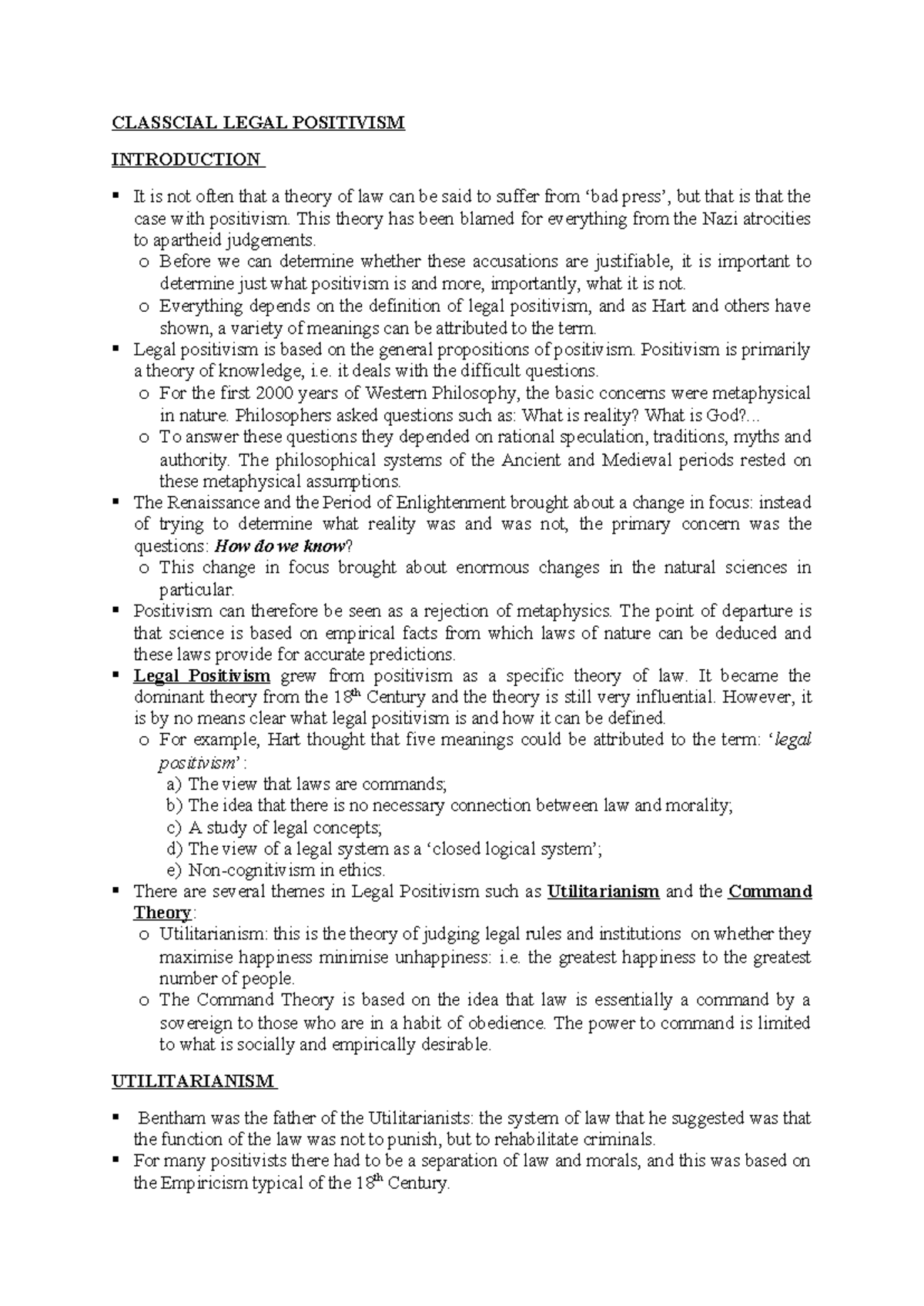 3. Classcial Legal Positivism - Wits University - Studocu