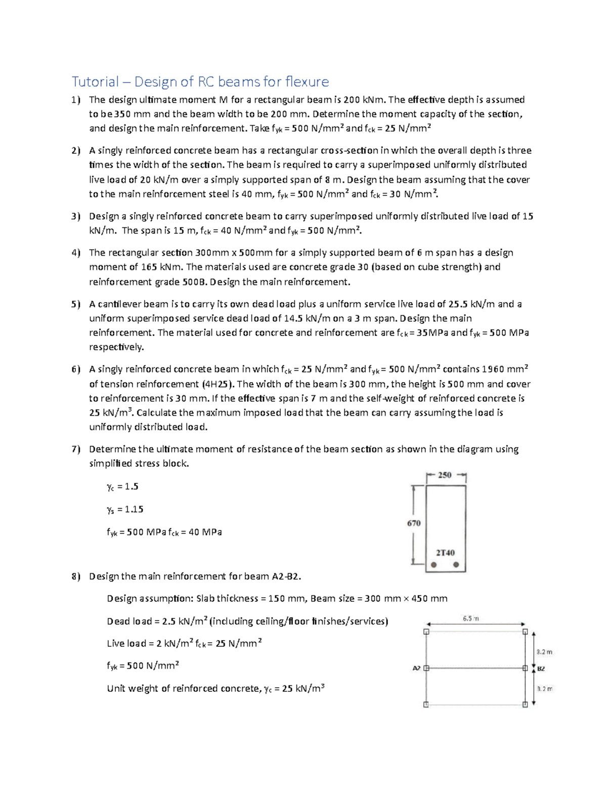 Tutorial 1 - Singly RC beam - Tutorial – Design of RC beams for flexure ...
