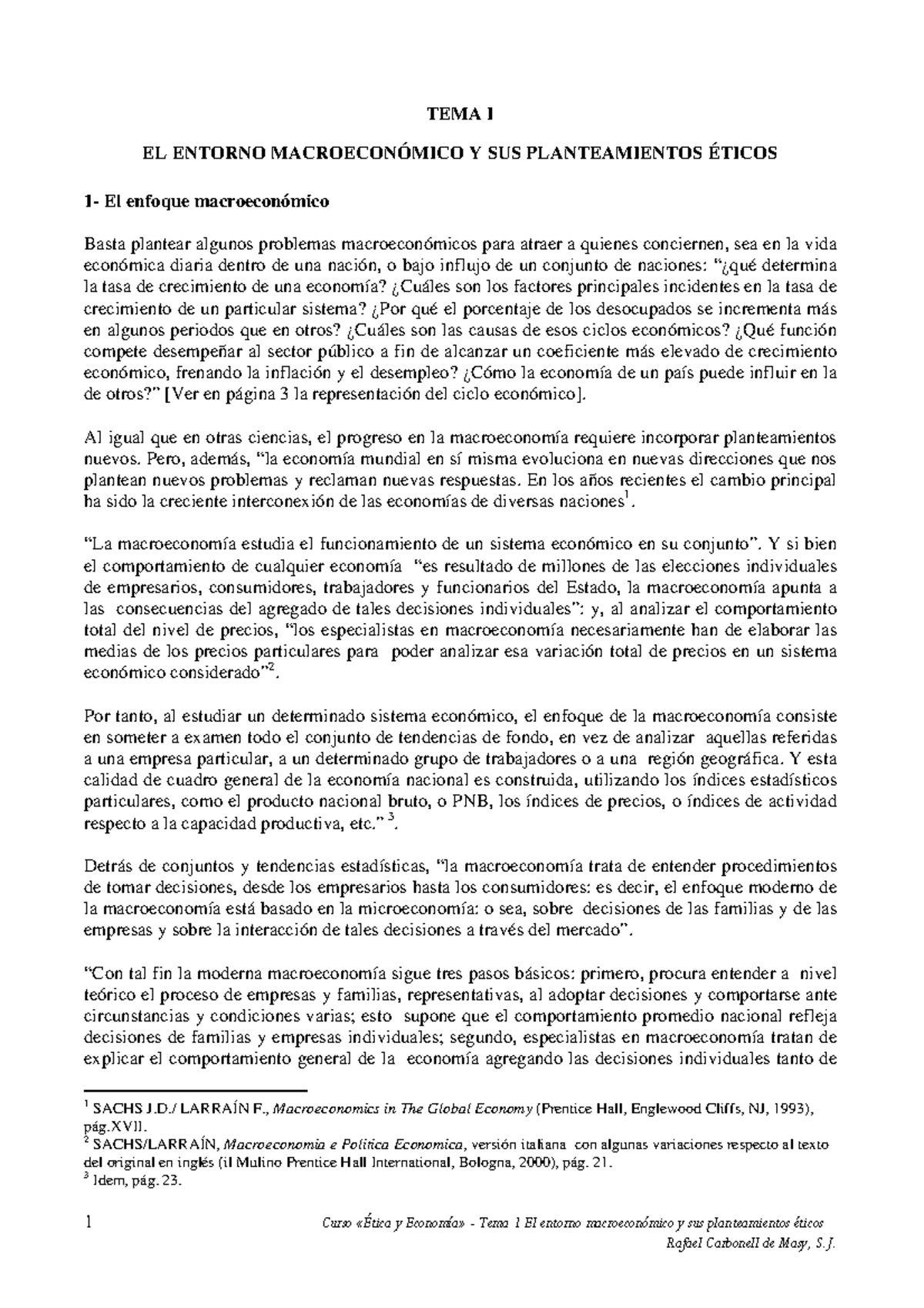 Apunte 2 entorno macroeconomico - 1 Curso «Ética y Economía» - Tema 1 El entorno macroeconómico ...