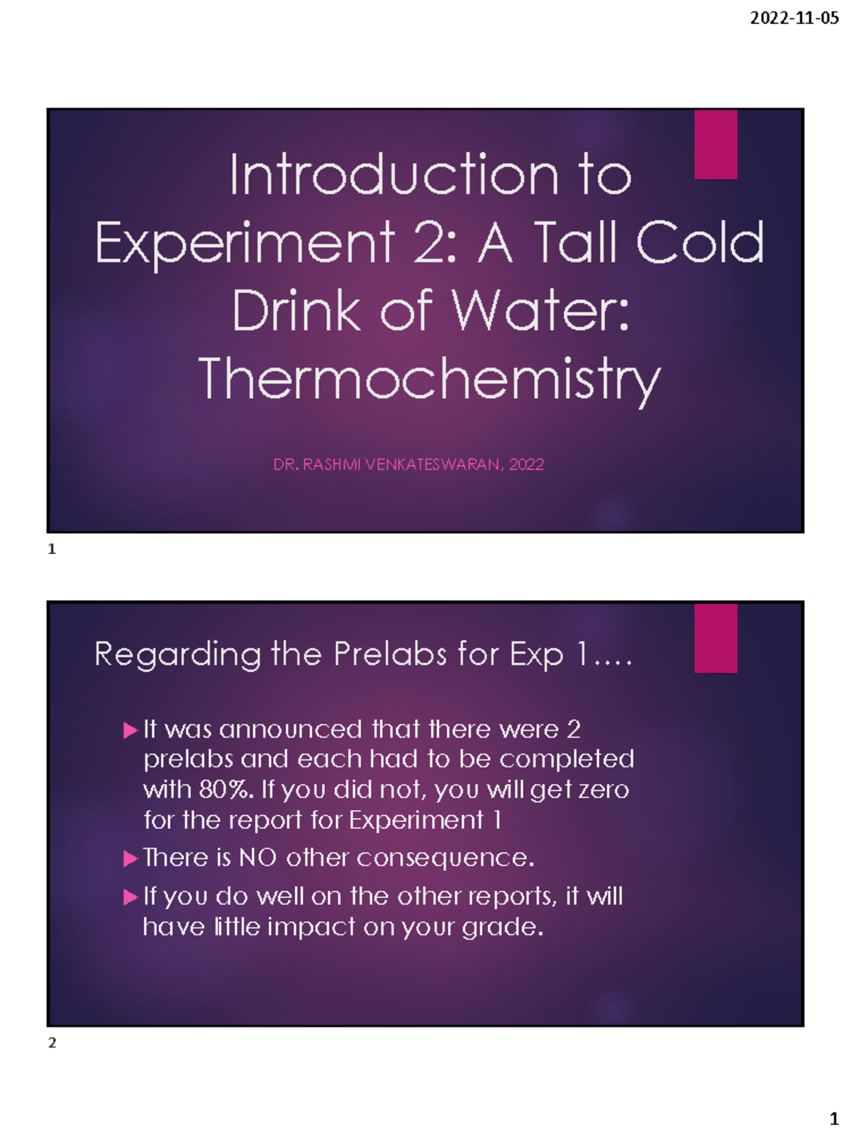 Exp 2 lab intro - Lqb 3 - Introduction to Experiment 2: A Tall Cold ...