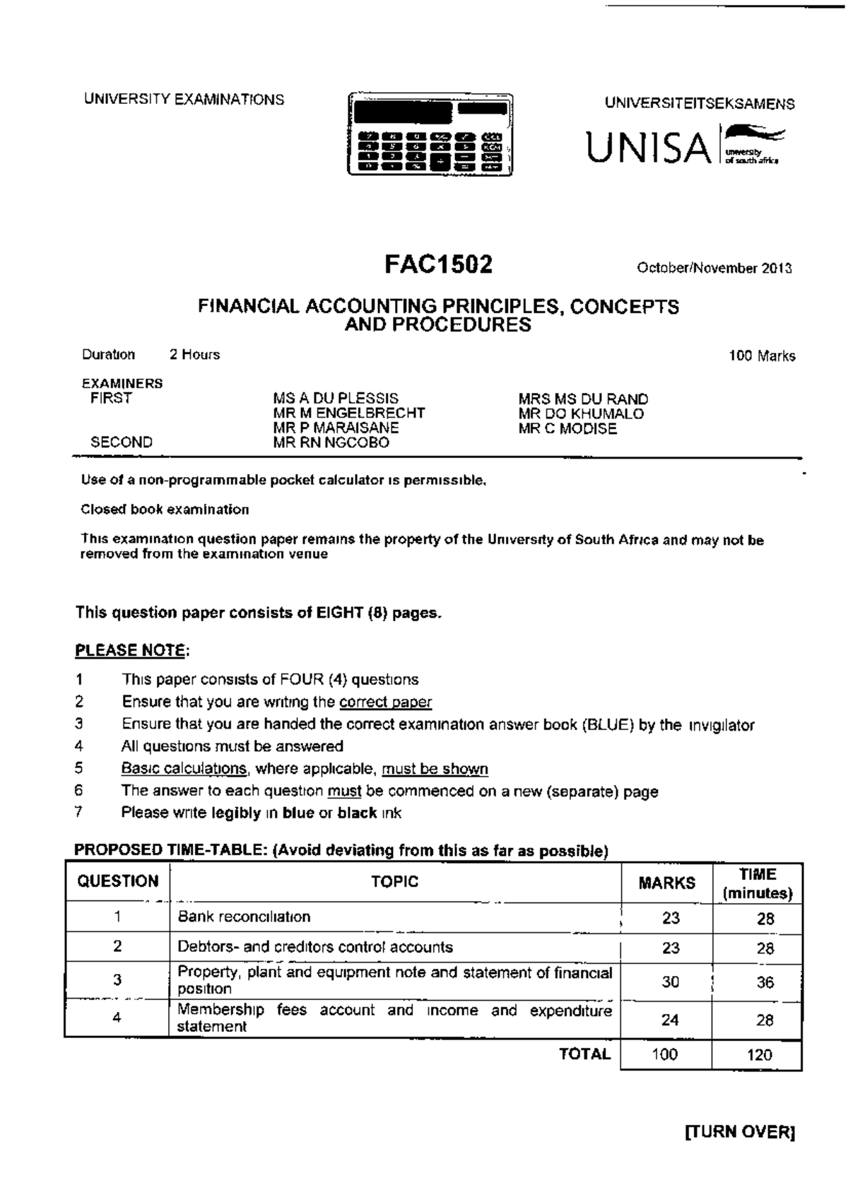 FAC1502 2013 10 Exams - STUDY NOTES - MAC2602 - StuDocu