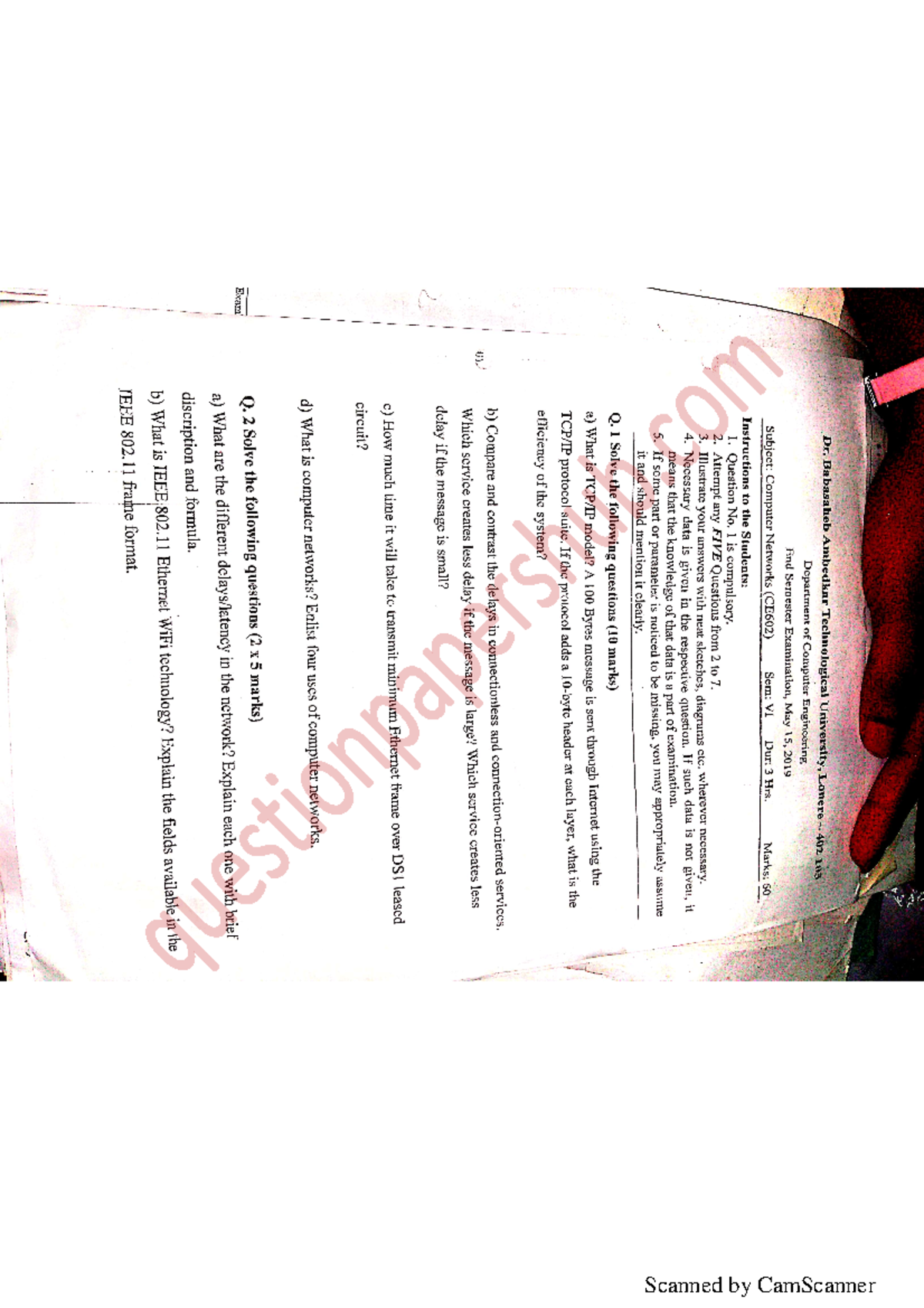 Comps it batu 40-41 - CN Question Paper - Computer Engineering ...